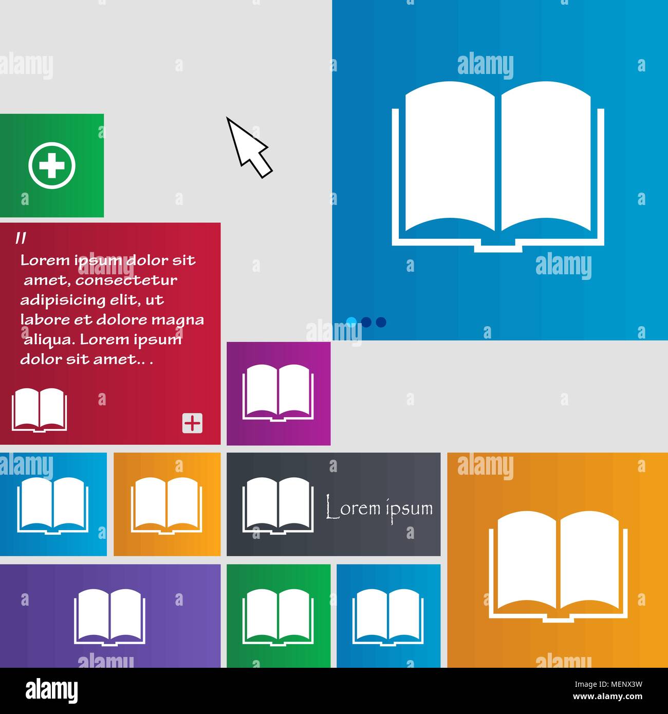 Book icon sign. buttons. Modern interface website buttons with cursor pointer. Vector ...