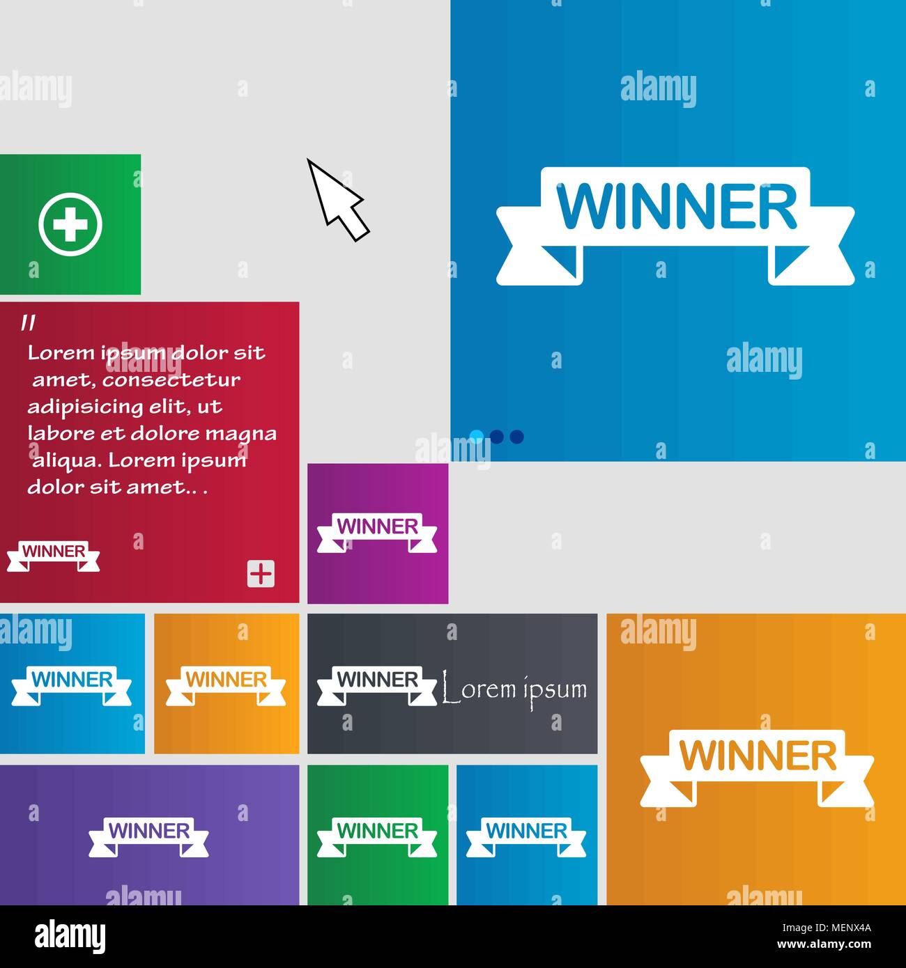 Winner icon sign. buttons. Modern interface website buttons with cursor pointer. Vector ...