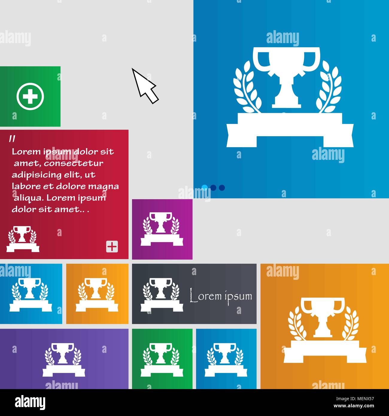 Trophy Cup icon sign. buttons. Modern interface website buttons with cursor pointer. Vector ...