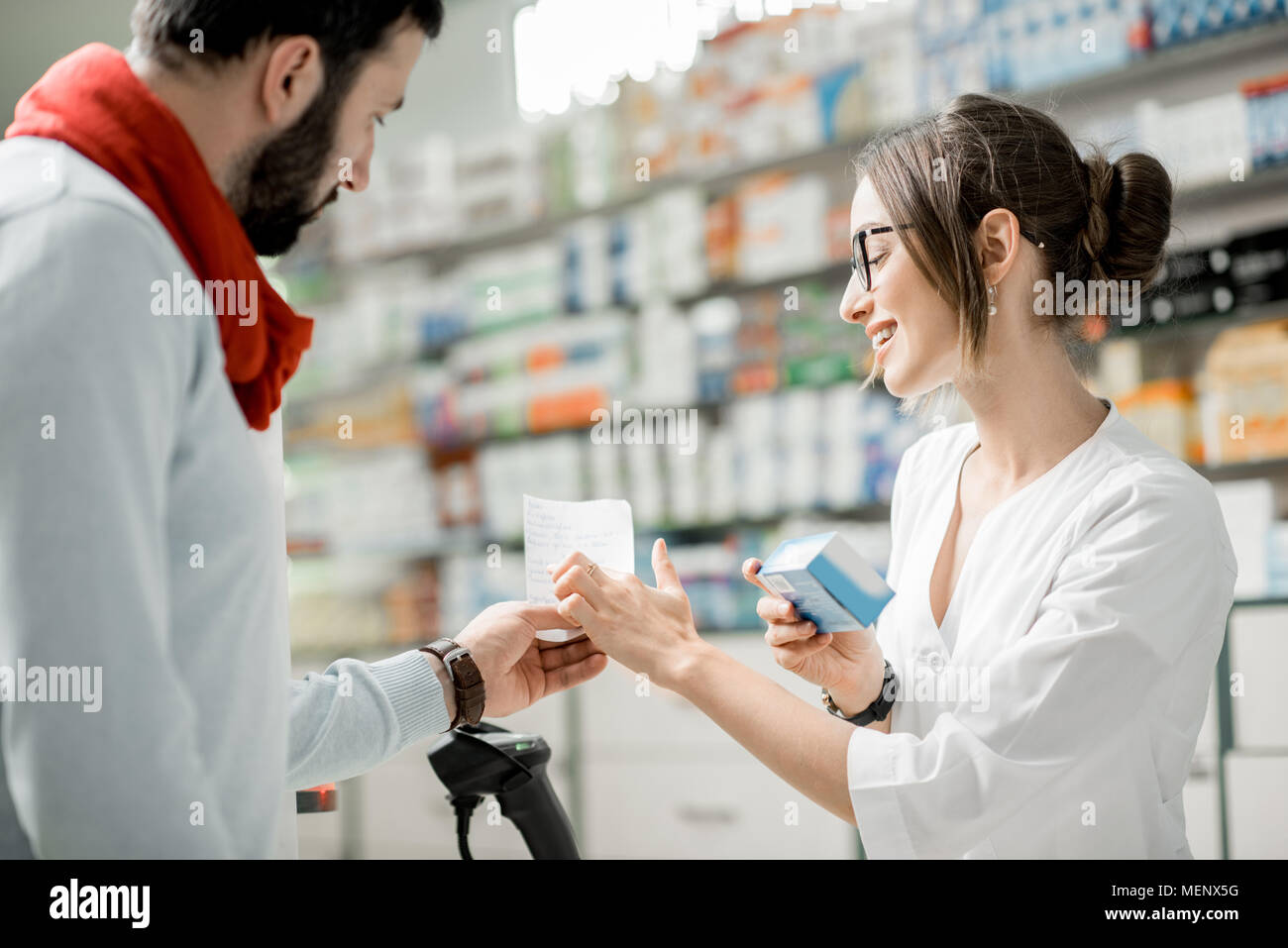 Buying medications in the pharmacy Stock Photo - Alamy