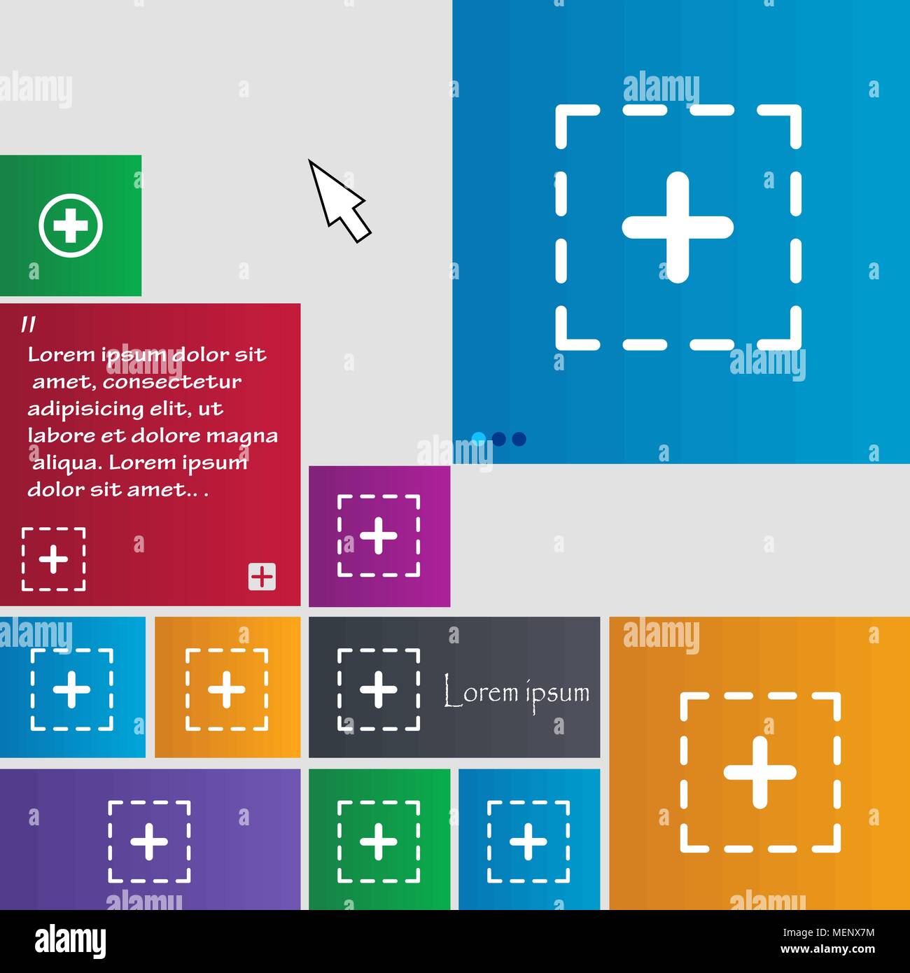 Plus in square icon sign. buttons. Modern interface website buttons with cursor pointer. Vector ...