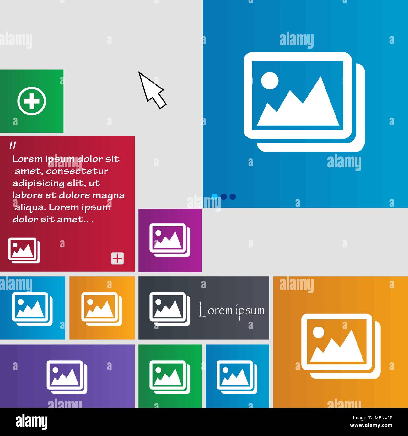 images, jpeg, photograph icon sign. buttons. Modern interface website buttons with cursor ...
