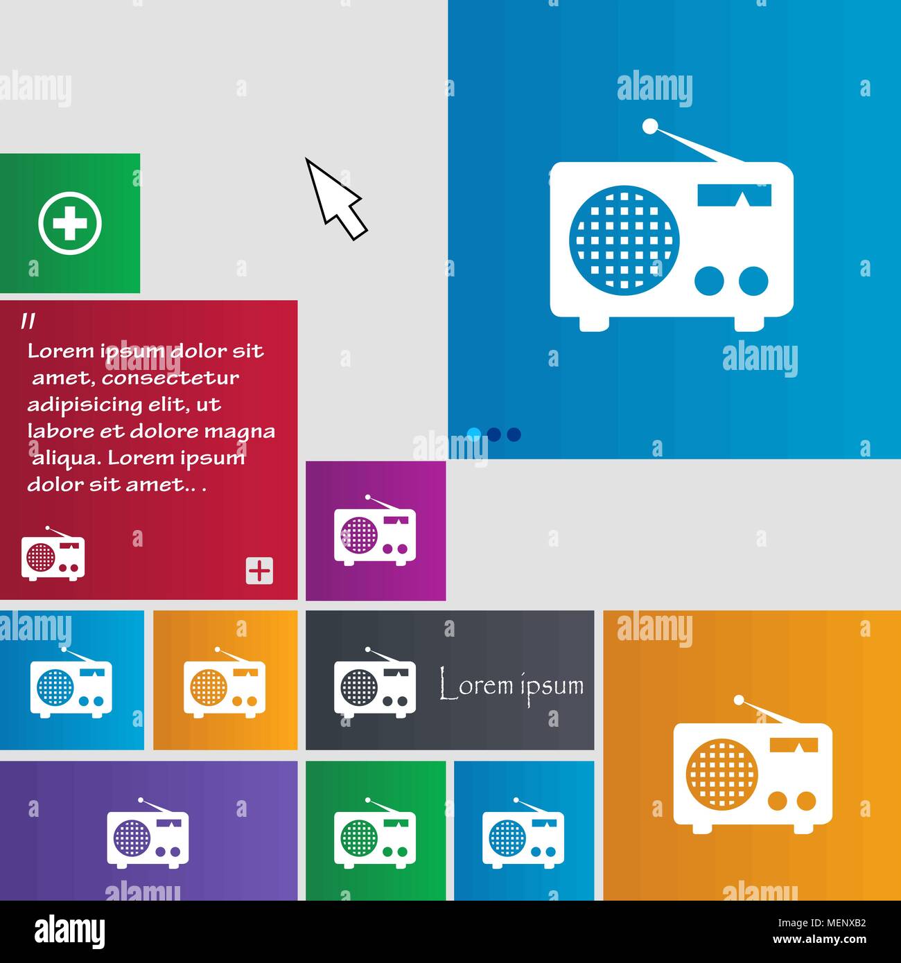 Retro radio icon sign. buttons. Modern interface website buttons with cursor pointer. Vector ...