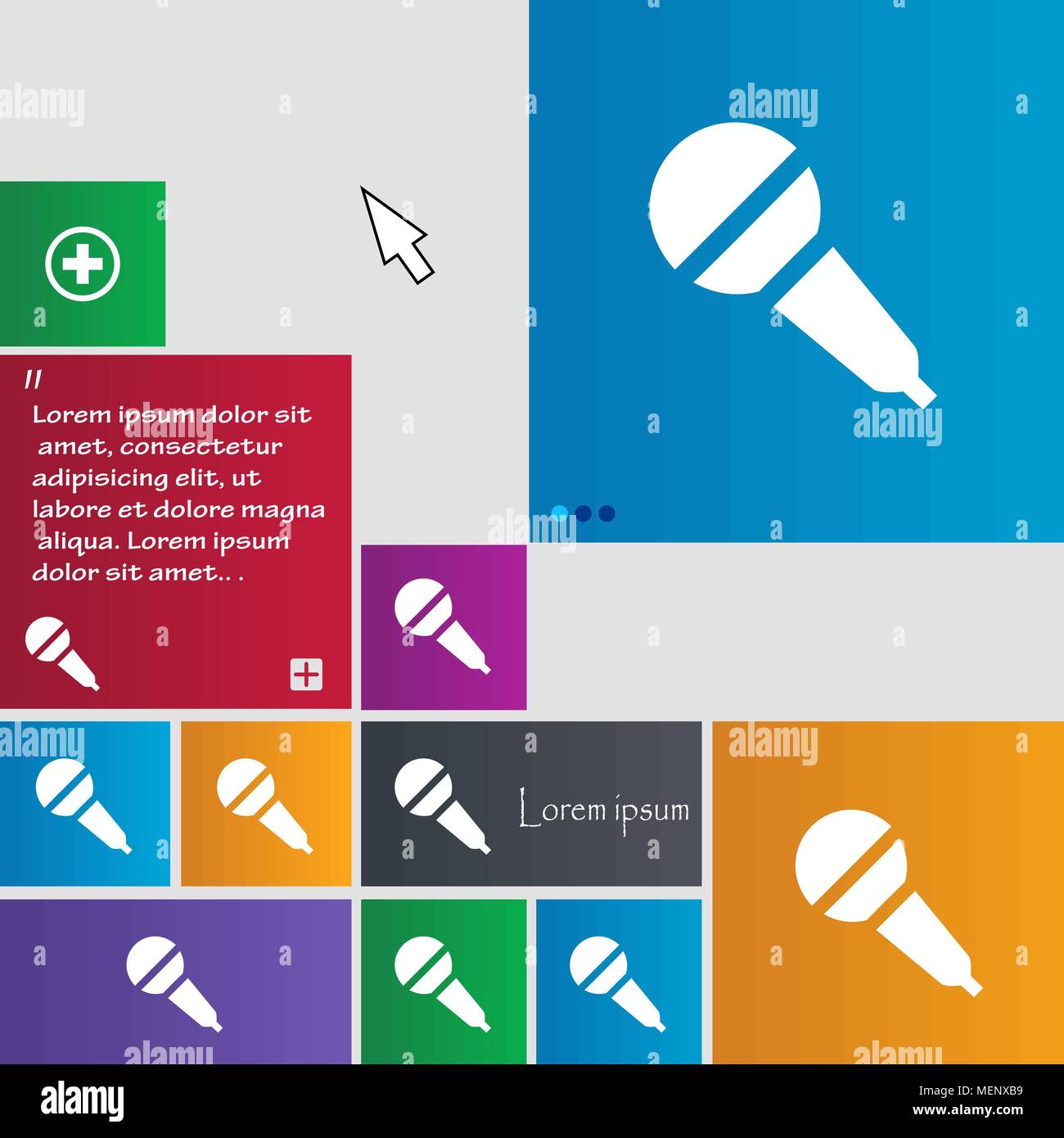 Microphone icon sign. buttons. Modern interface website buttons with cursor pointer. Vector ...