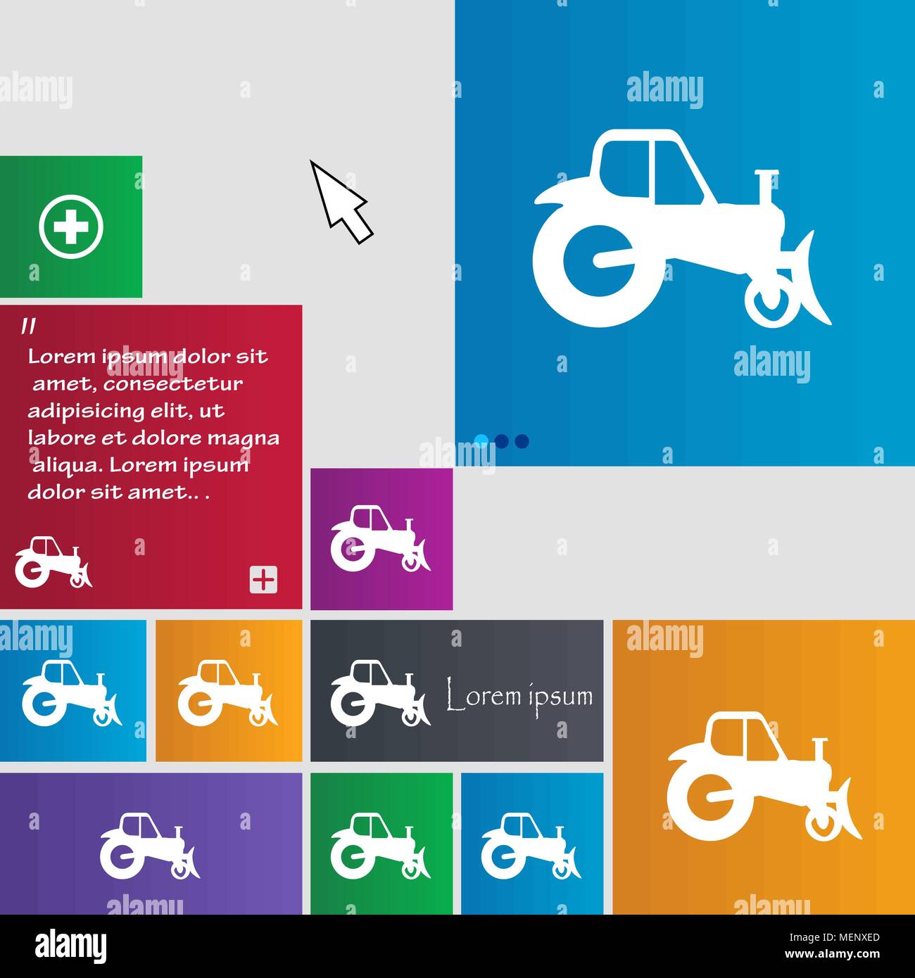 Tractor icon sign. buttons. Modern interface website buttons with cursor pointer. Vector ...