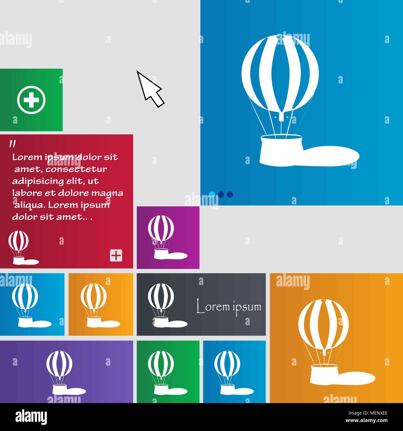 Hot air balloon icon sign. buttons. Modern interface website buttons ...