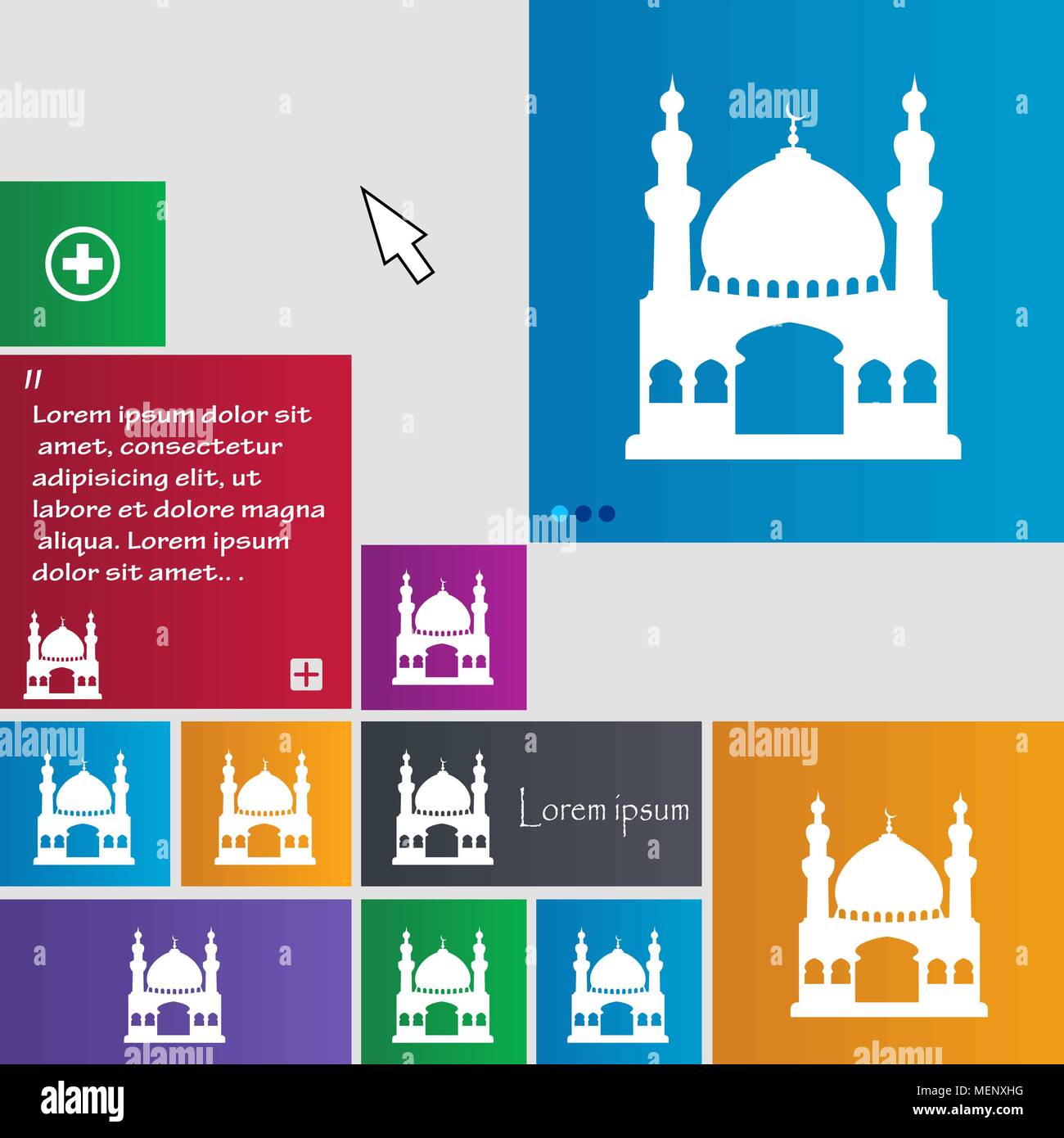 Turkish architecture, mosque icon sign. buttons. Modern interface ...