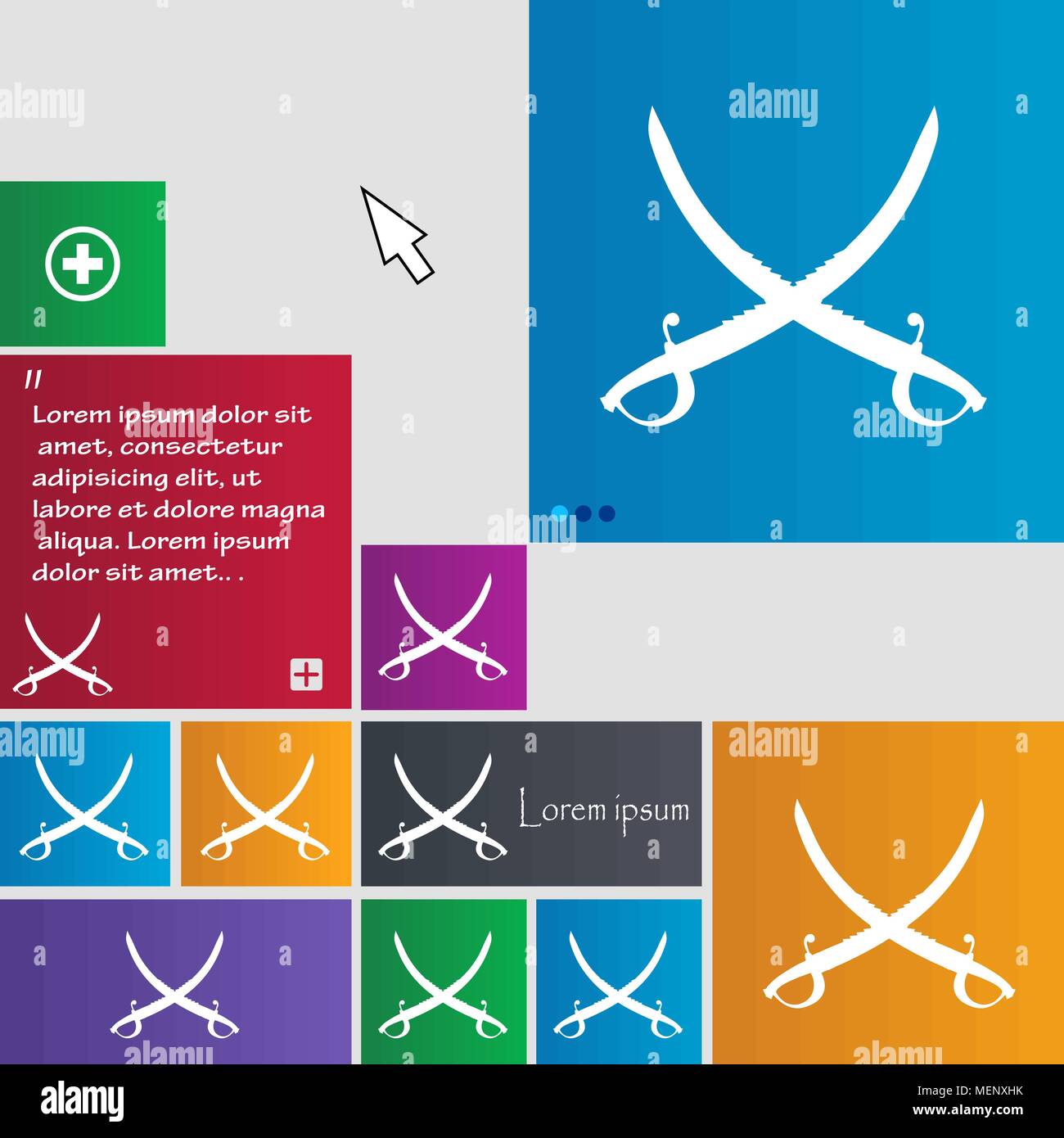 Crossed saber icon sign. buttons. Modern interface website buttons with ...