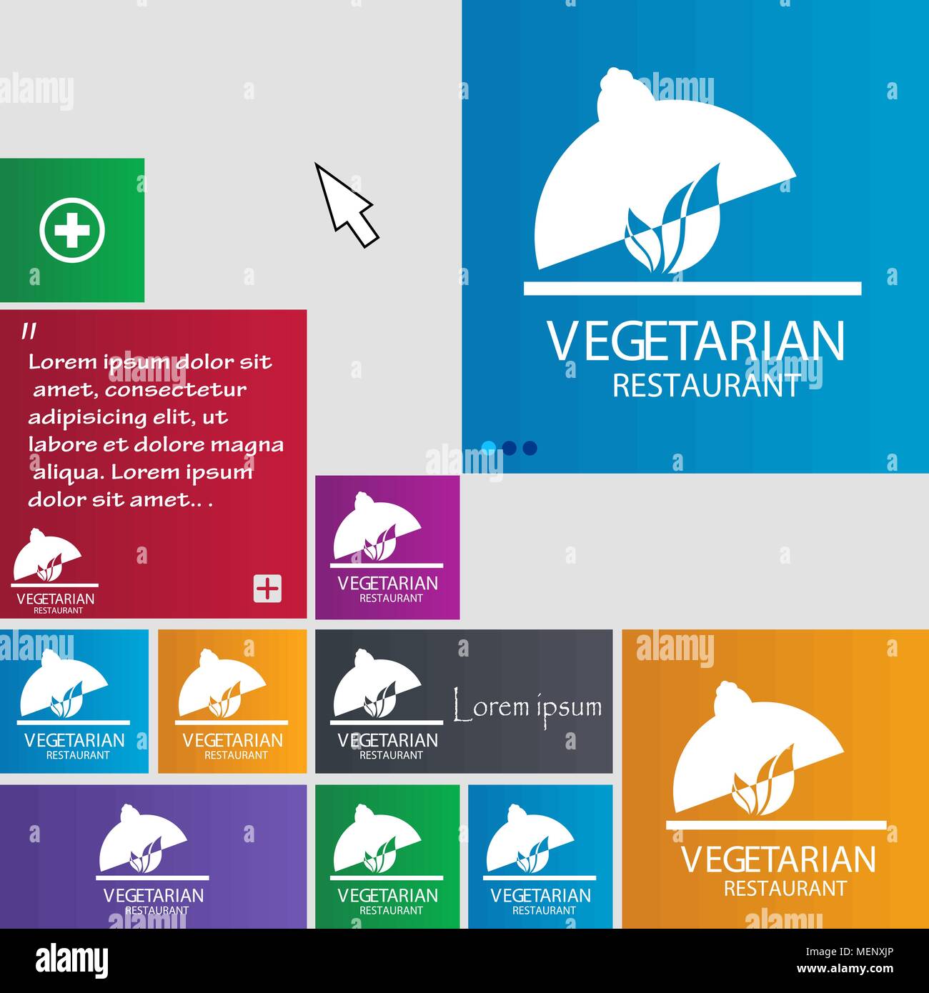 vegetarian restaurant icon sign. buttons. Modern interface website ...