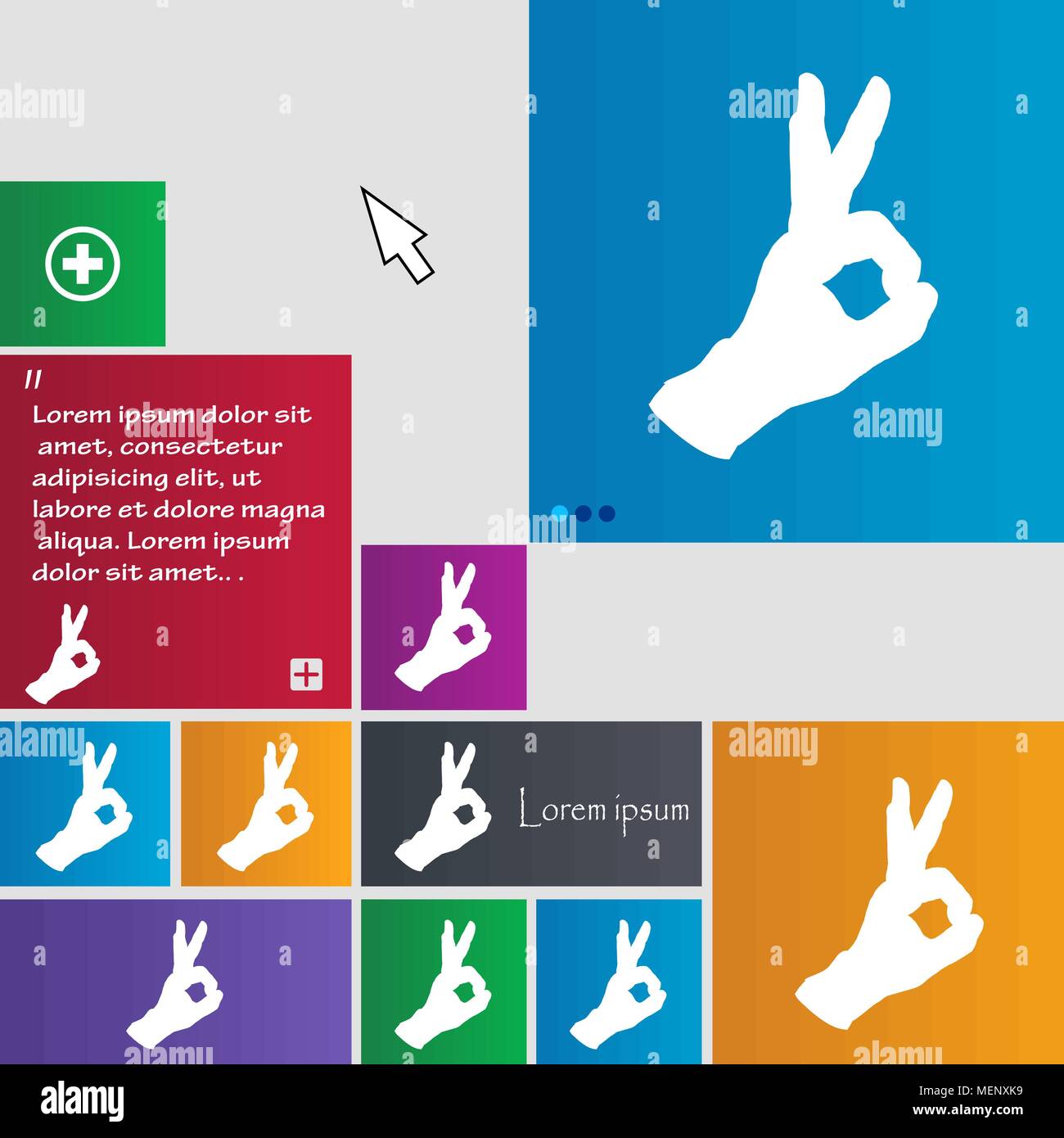 Gesture ok icon sign. buttons. Modern interface website buttons with cursor pointer. Vector ...