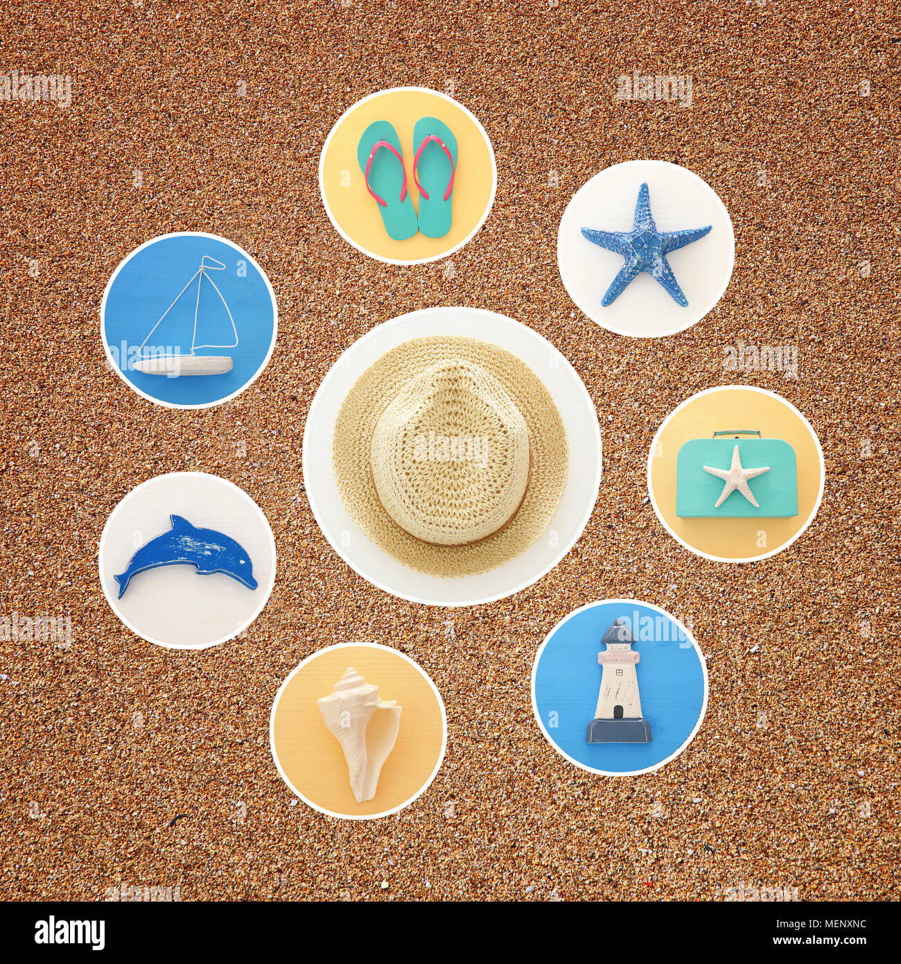 nautical collage with sea life style objects Stock Photo - Alamy