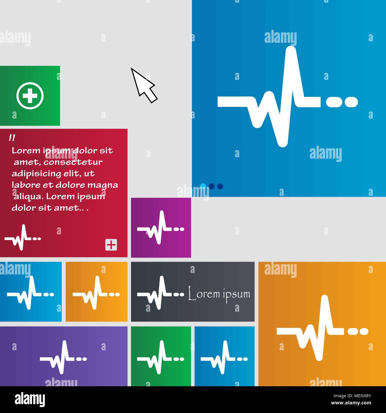 pulse icon sign. buttons. Modern interface website buttons with cursor pointer. Vector ...