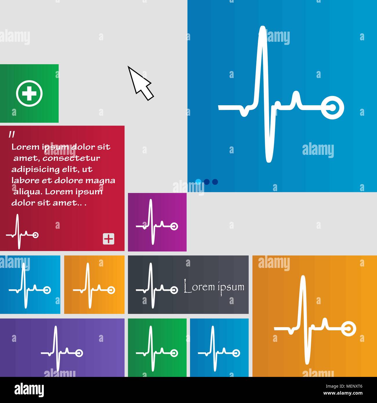 Heartbeat icon sign. buttons. Modern interface website buttons with cursor pointer. Vector ...