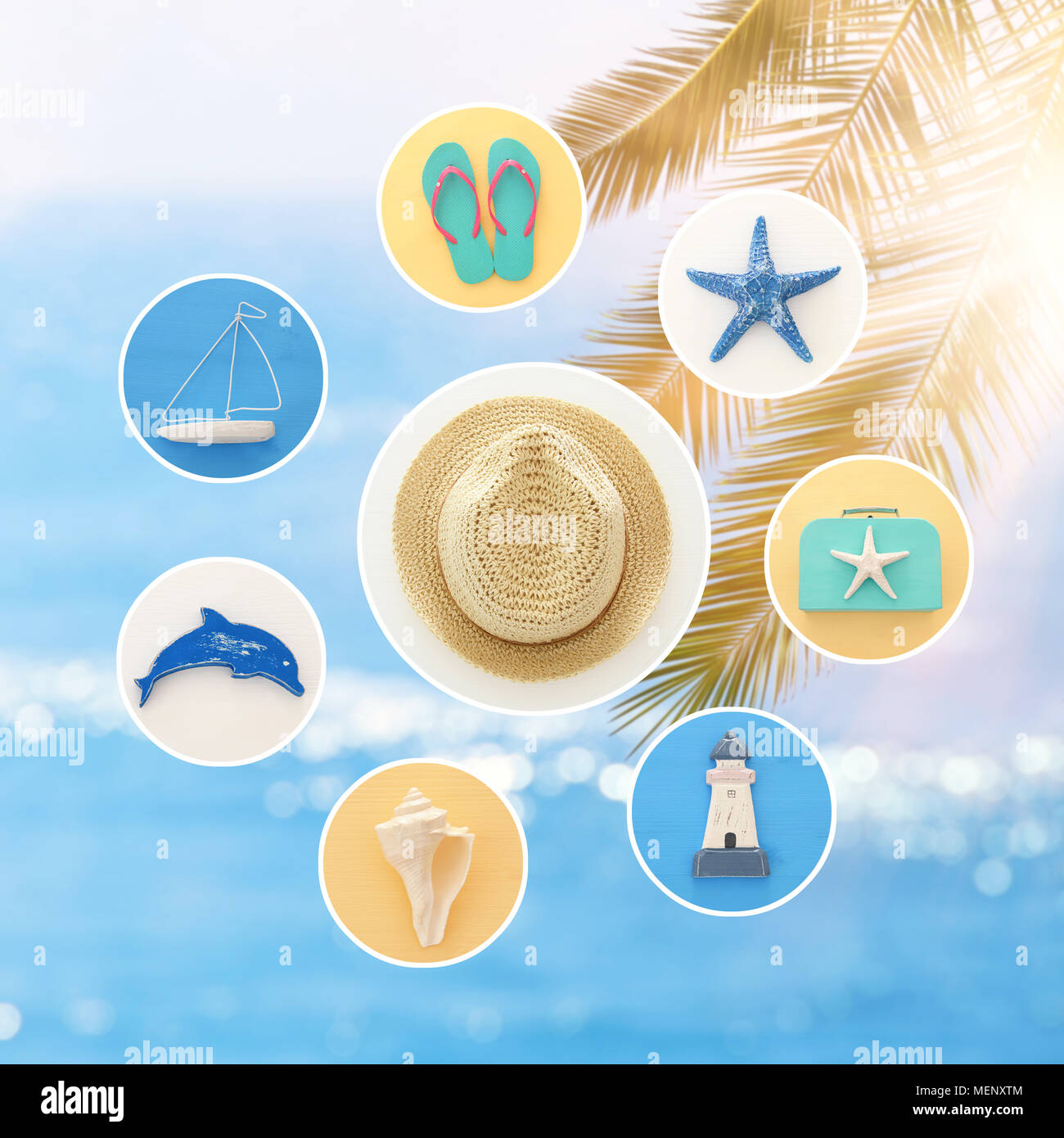 nautical collage with sea life style objects Stock Photo - Alamy