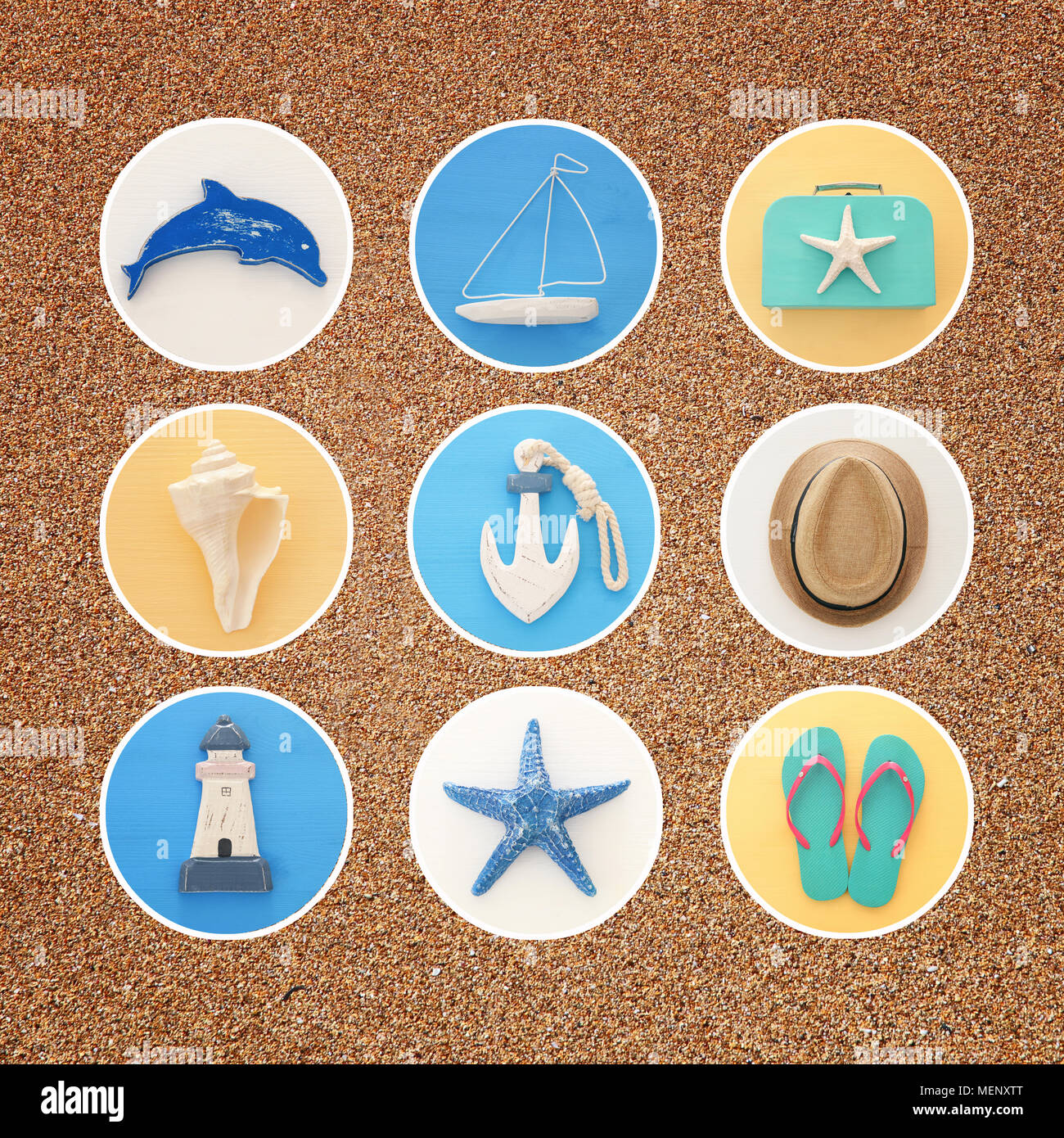 nautical collage with sea life style objects Stock Photo - Alamy