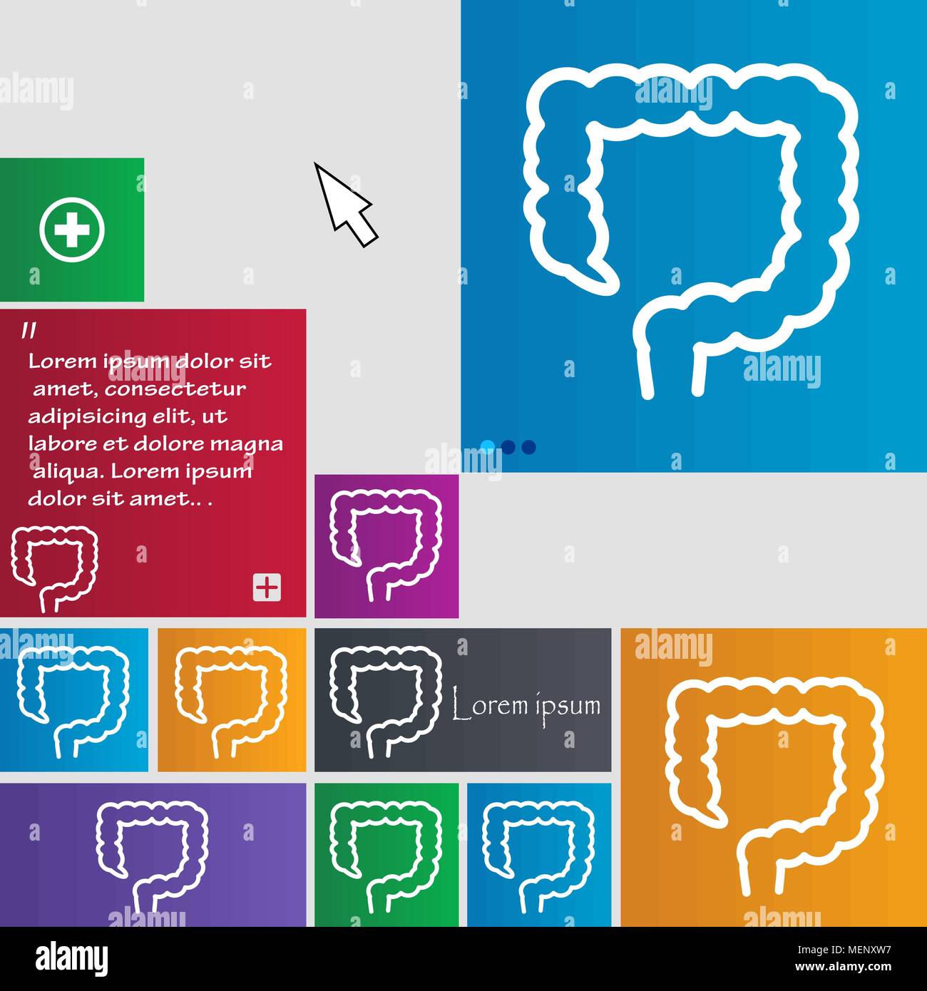 large intestine icon sign. buttons. Modern interface website buttons ...
