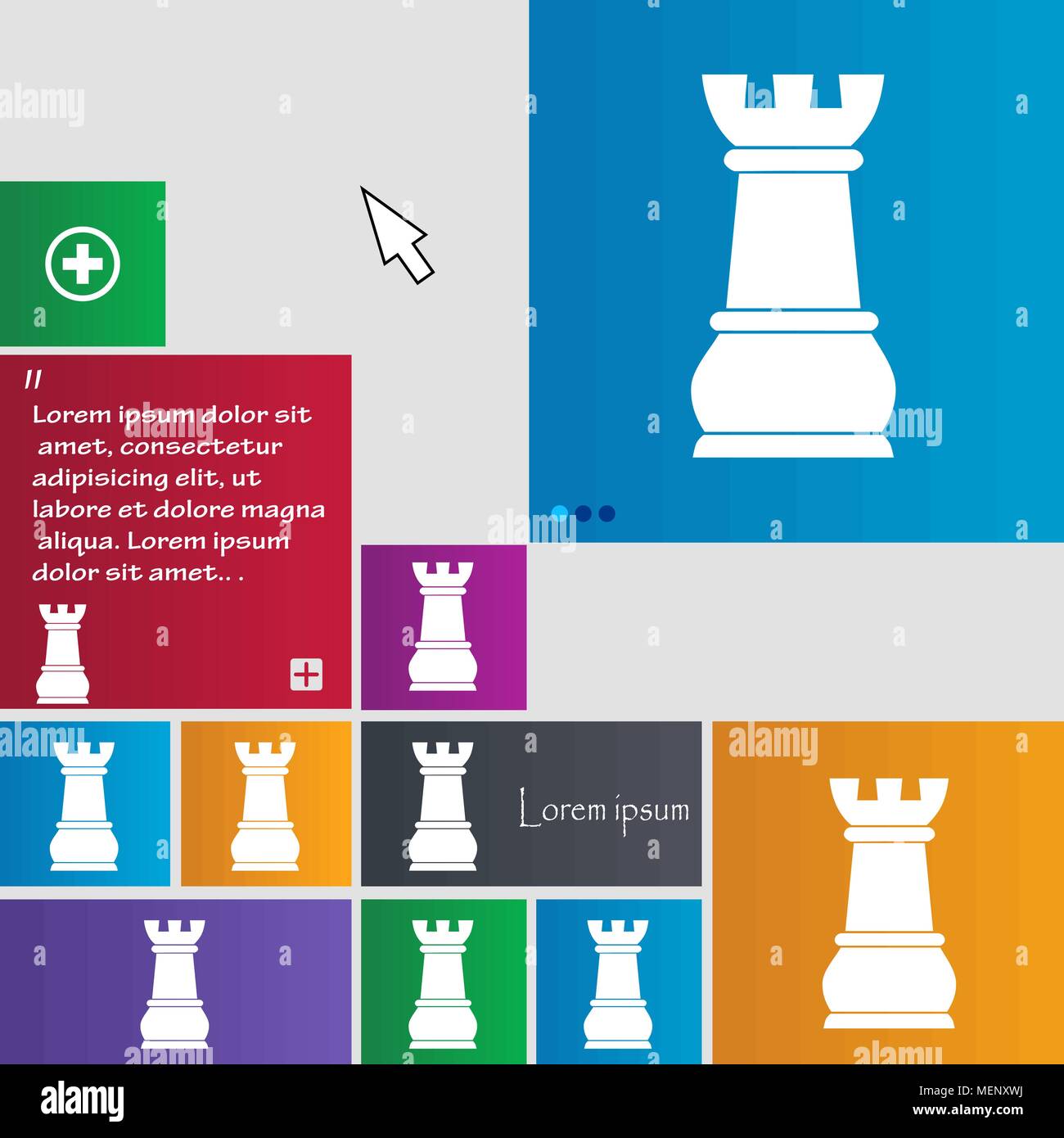 Chess Rook icon sign. buttons. Modern interface website buttons with ...