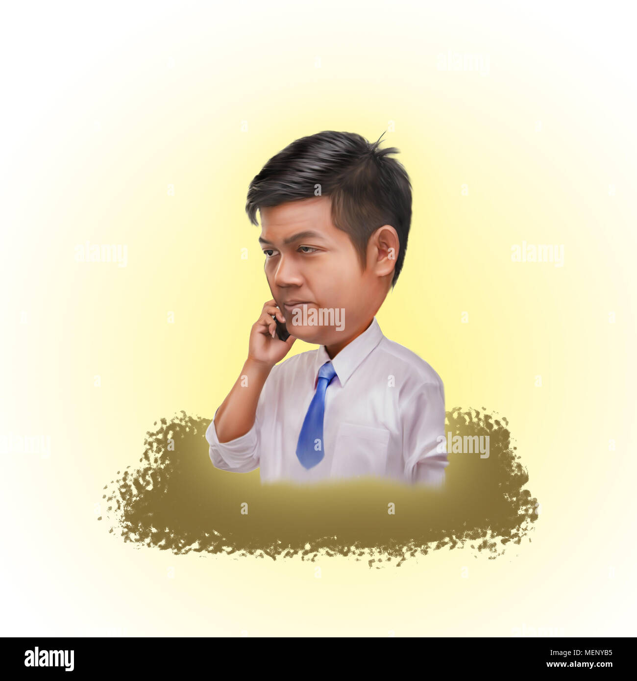 business man calling or using telephone digital painting picture from ...