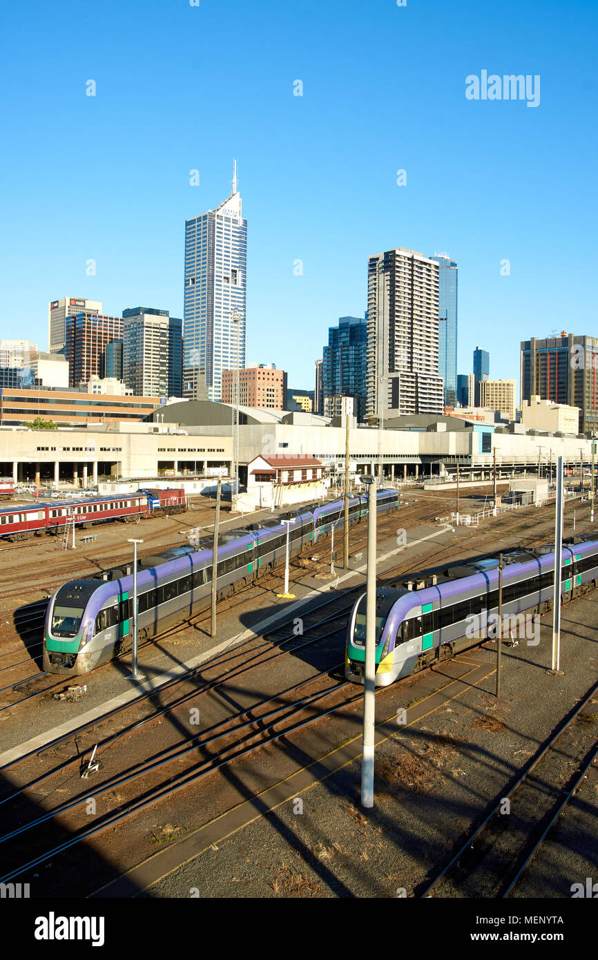 train lines near the city of melbourne Stock Photo - Alamy