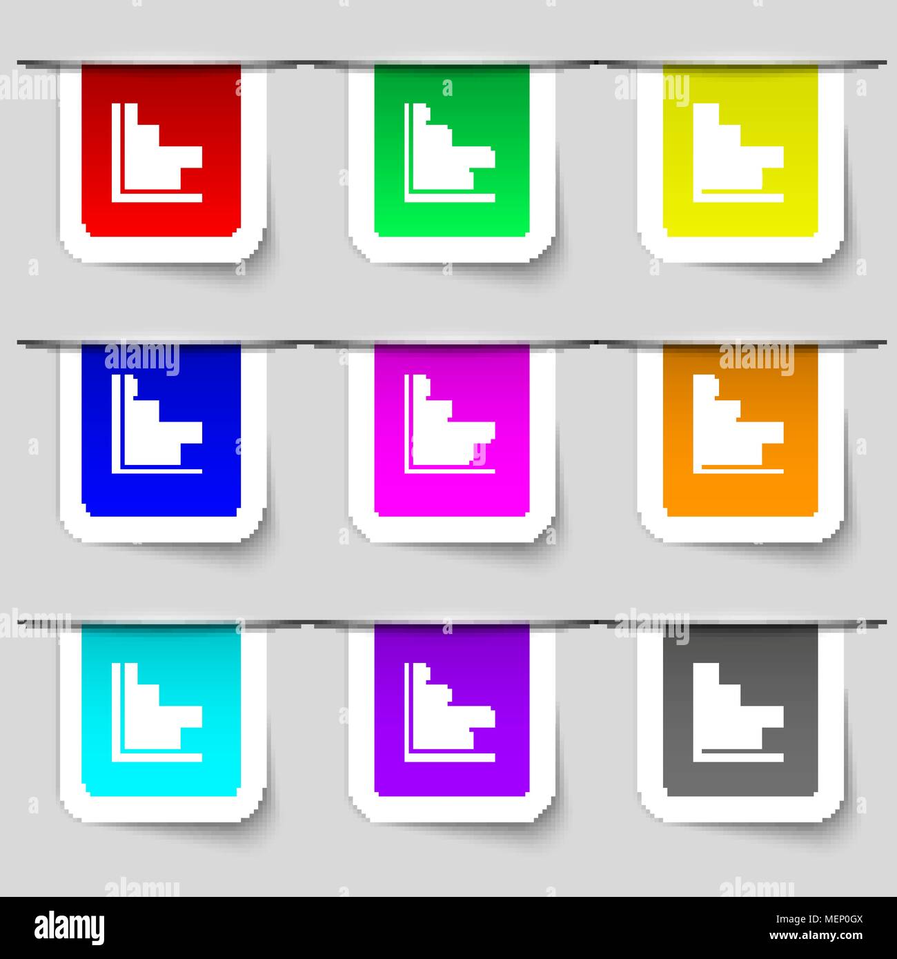Infographic icon sign. Set of multicolored modern labels for your ...