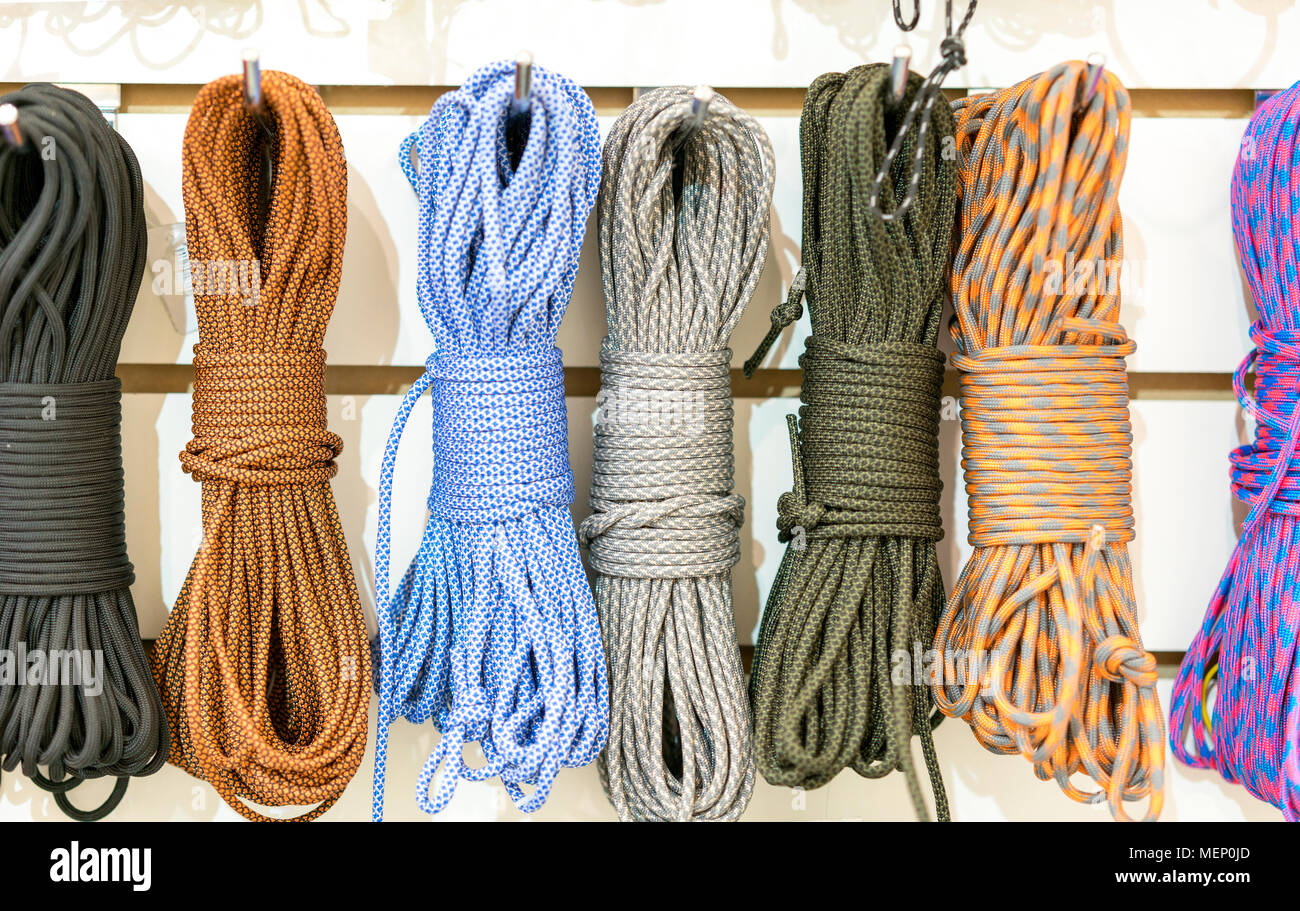 Parachute cord background. Paracord background. Rope of climbers Stock ...
