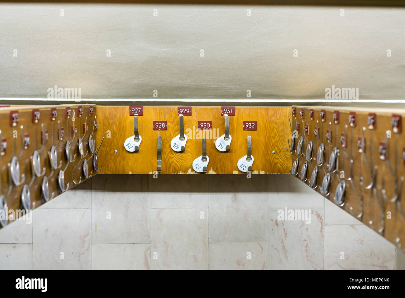 Locker room empty hooks hi-res stock photography and images - Alamy