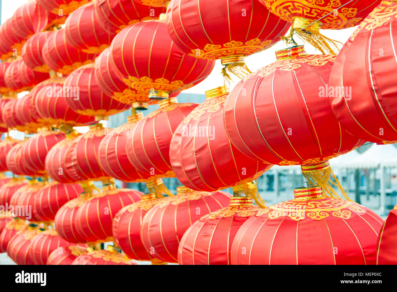 Traditional red lanterns line hi-res stock photography and images - Alamy