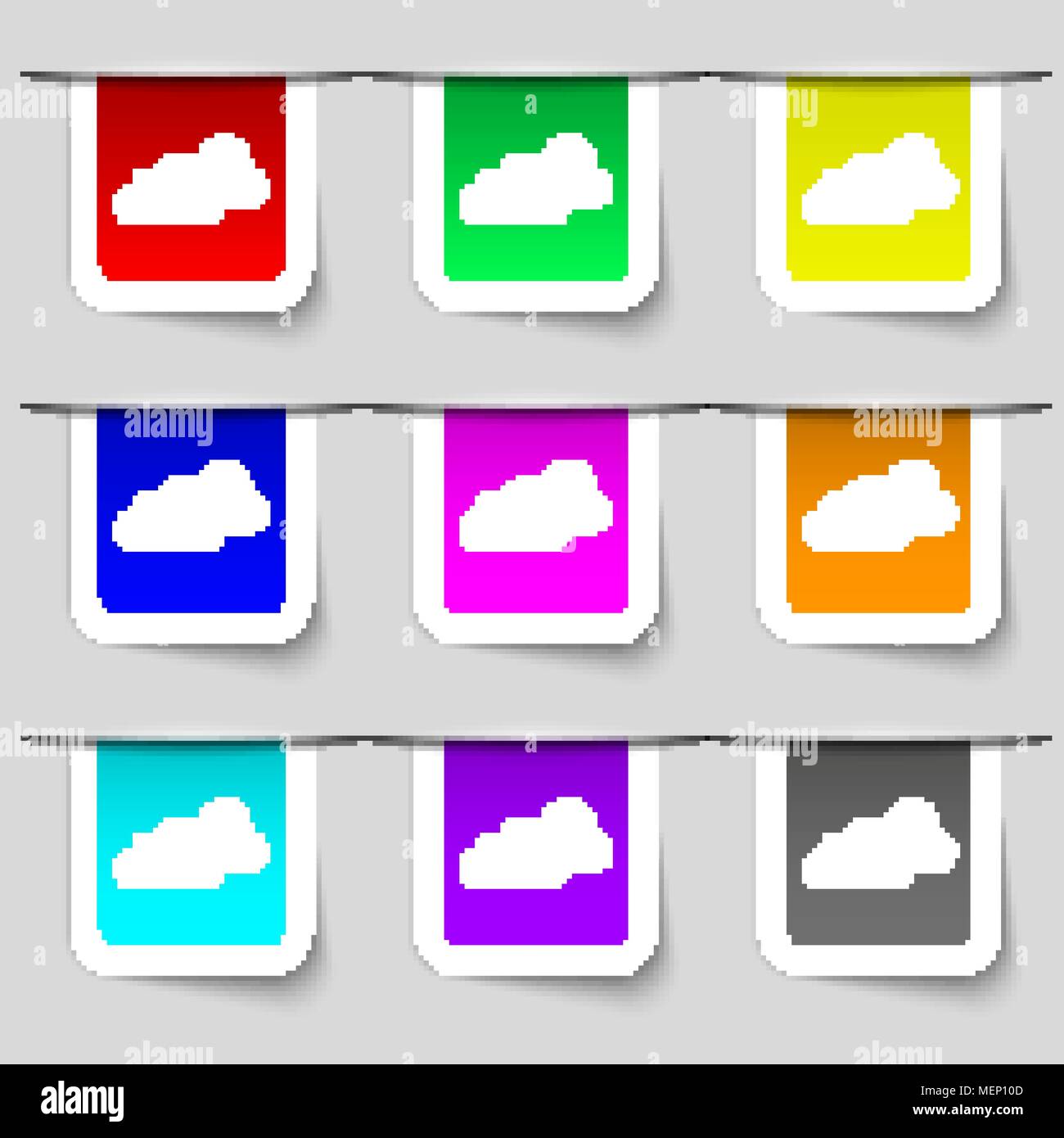 clouds icon sign. Set of multicolored modern labels for your design ...