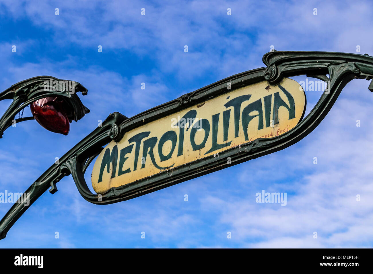 Paris Metro sign Paris designed by Hector Guimard at Pigalle Metro ...