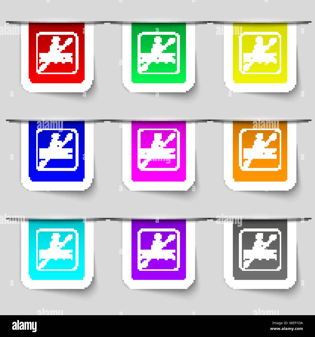 canoeing icon sign. Set of multicolored modern labels for your design ...