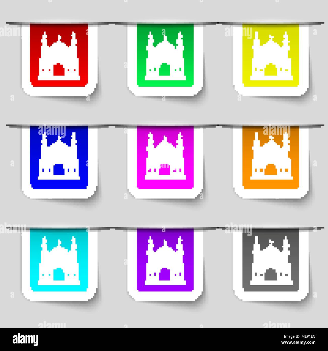 Turkish architecture, mosque icon sign. Set of multicolored modern ...