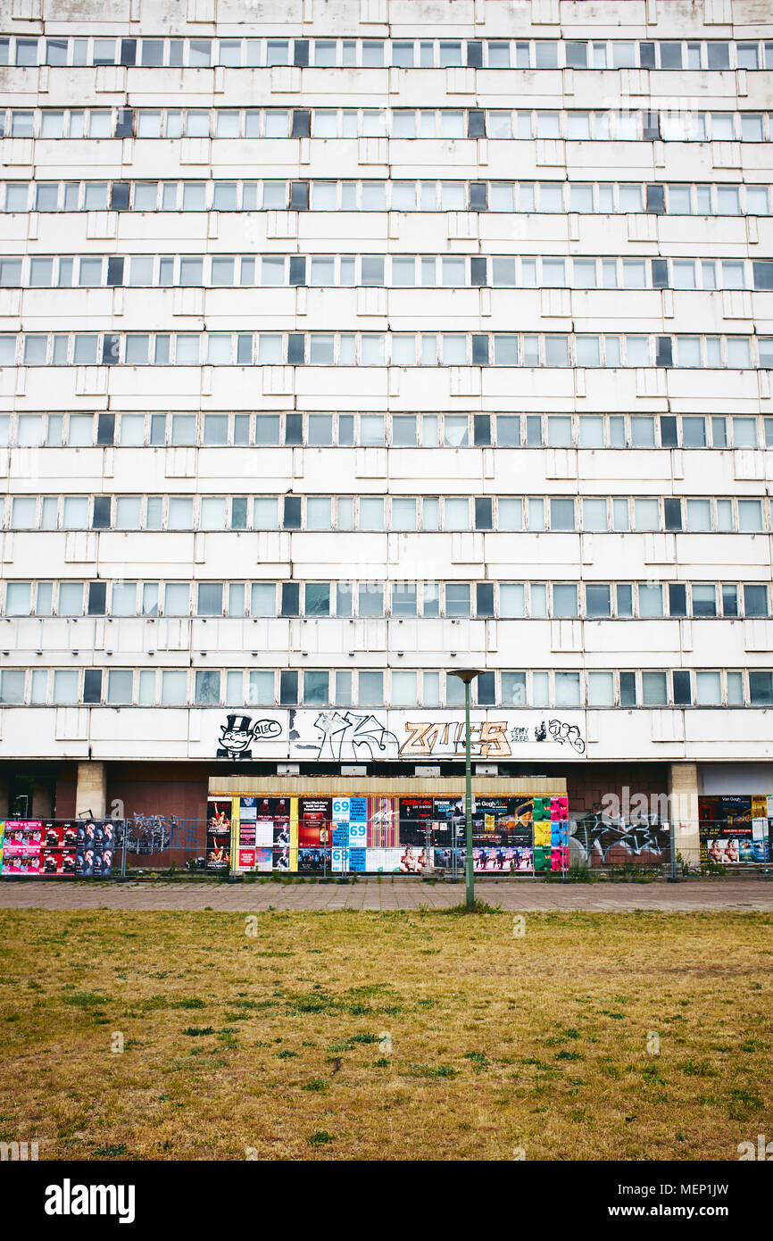 A run down office building on the Karl Marx Allee boulevard in Berlin ...