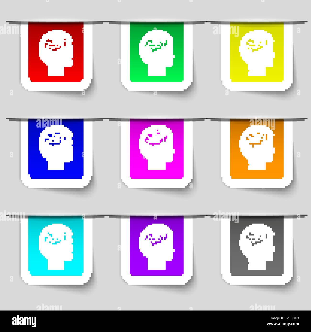 Brain icon sign. Set of multicolored modern labels for your design ...