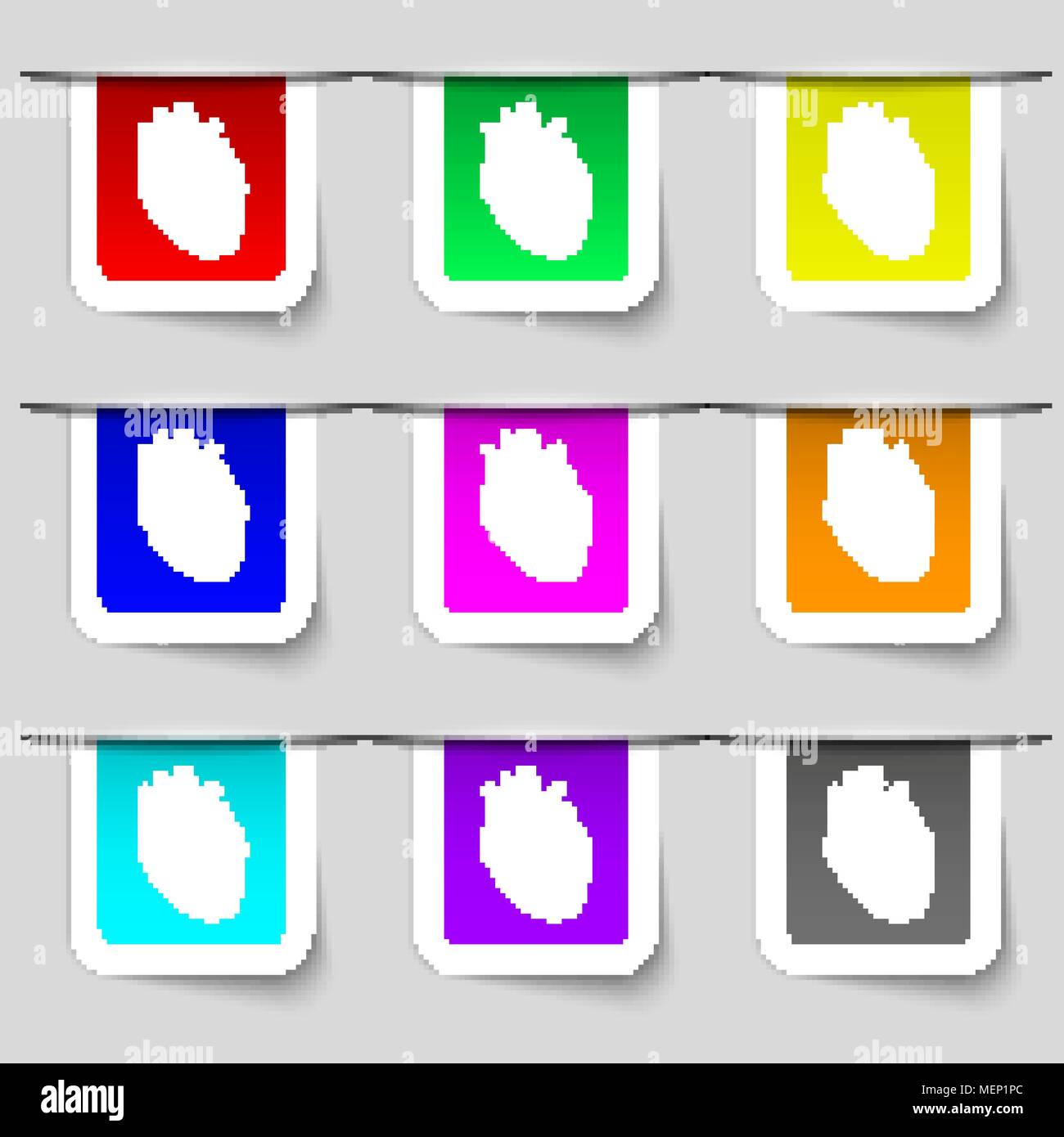 Human heart icon sign. Set of multicolored modern labels for your ...