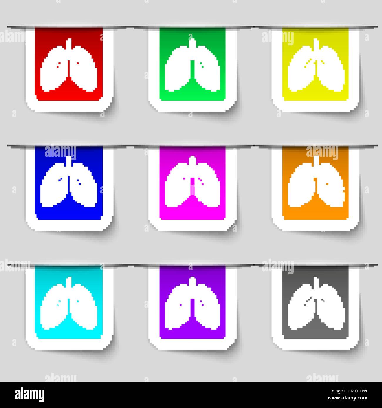 Lungs icon sign. Set of multicolored modern labels for your design ...