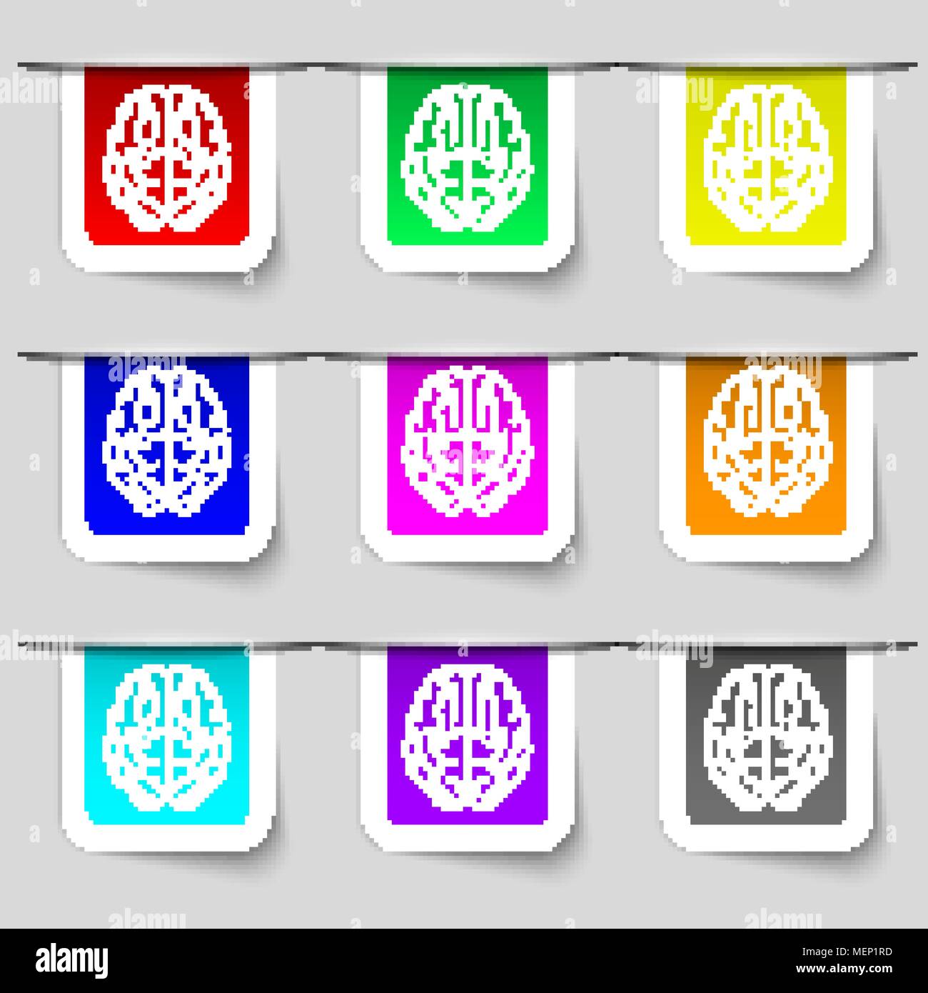 Brain icon sign. Set of multicolored modern labels for your design ...