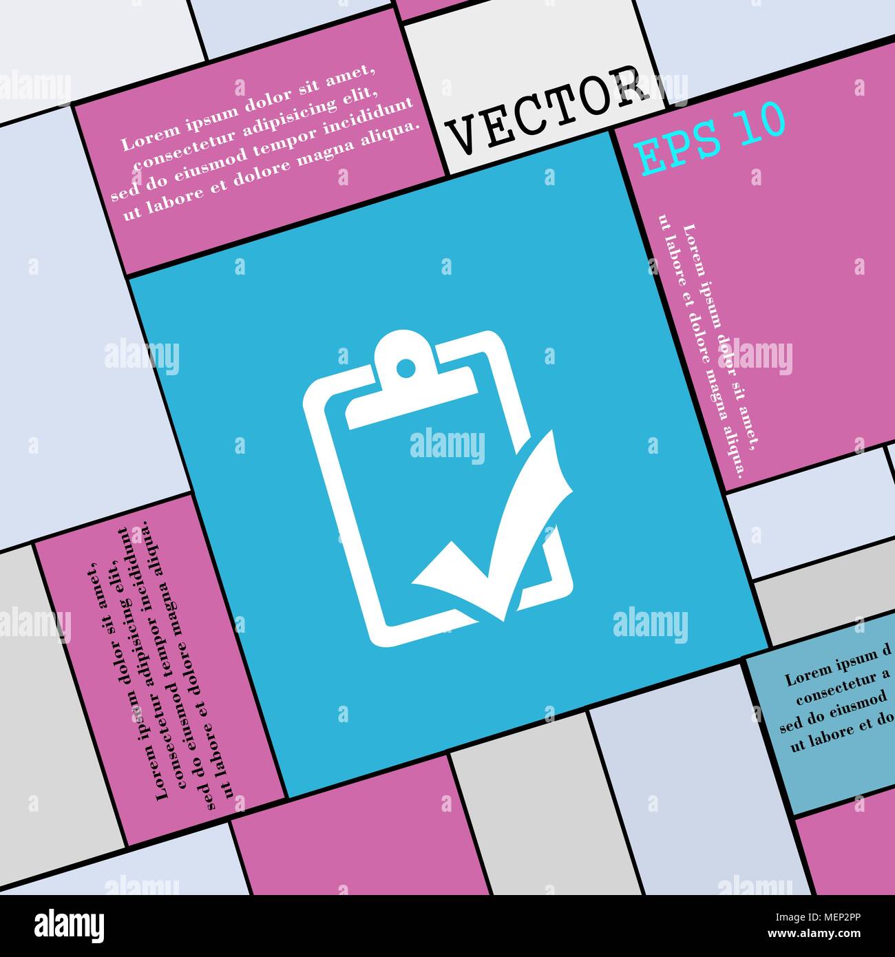 Document grammar control, Test, work complete icon sign. Modern flat ...