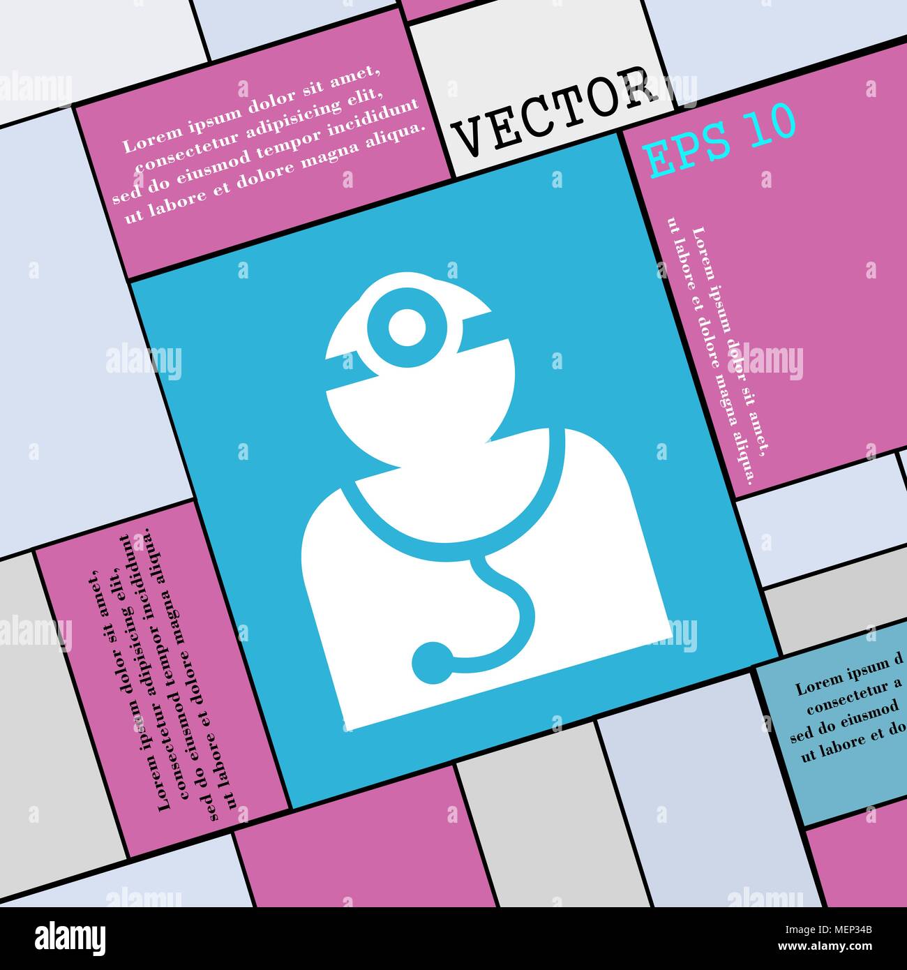 Doctor with stethoscope around his neck icon sign. Modern flat style ...