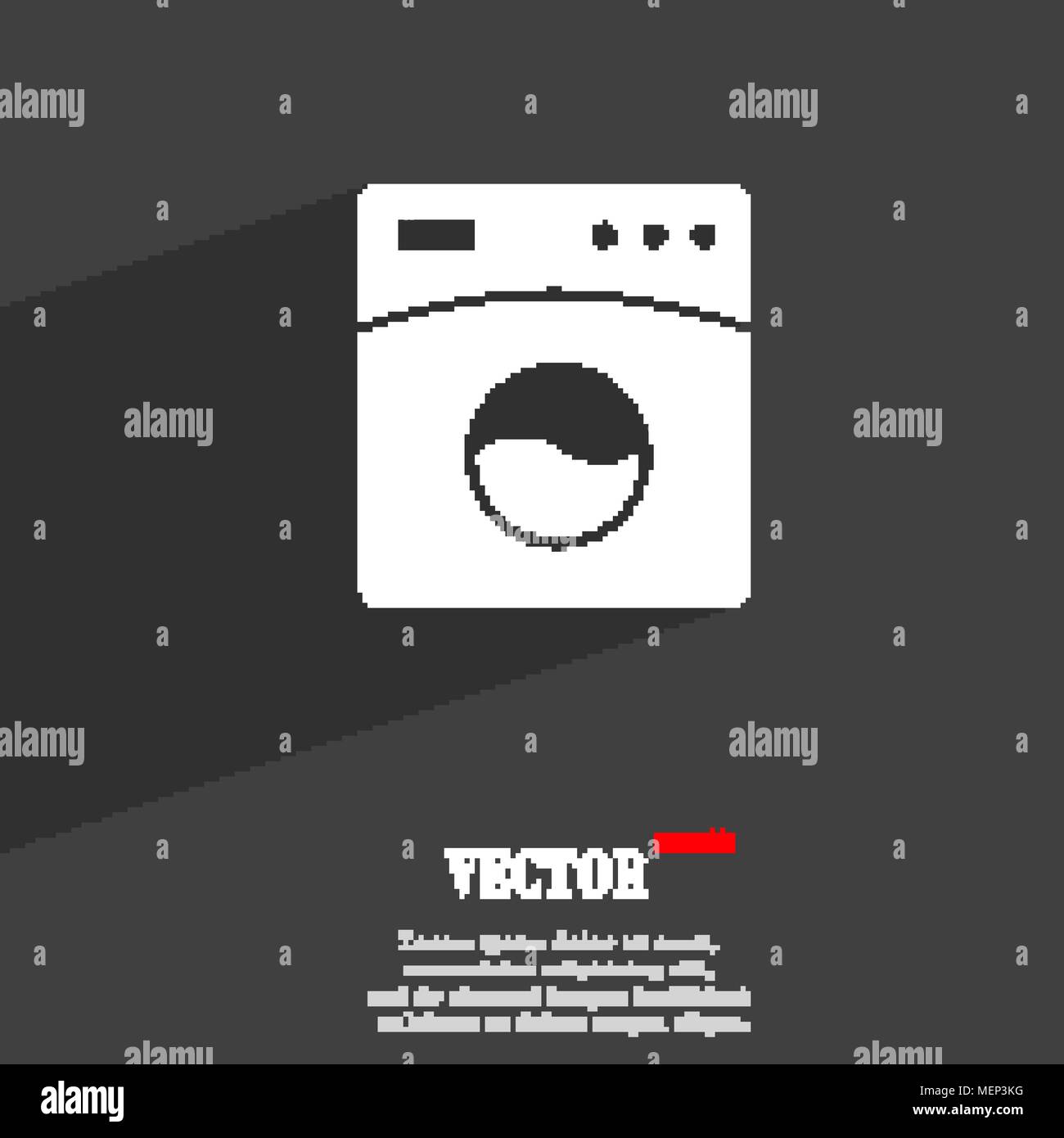 Washing machine symbol Flat modern web design with long shadow and ...