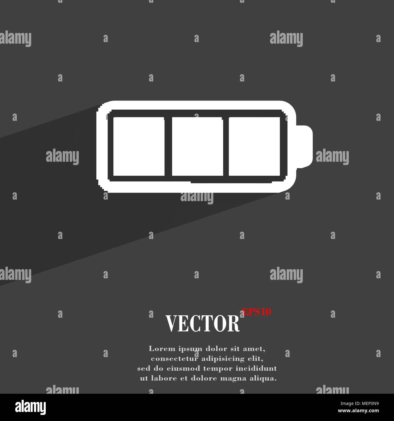 Battery fully charged symbol Flat modern web design with long shadow ...