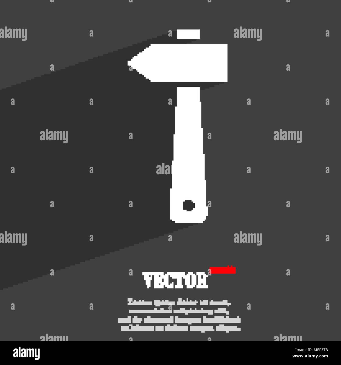 hammer symbol Flat modern web design with long shadow and space for ...