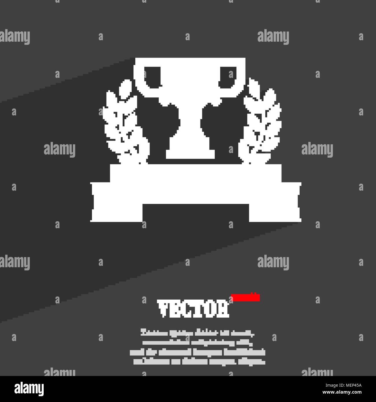 Trophy Cup symbol Flat modern web design with long shadow and space for ...