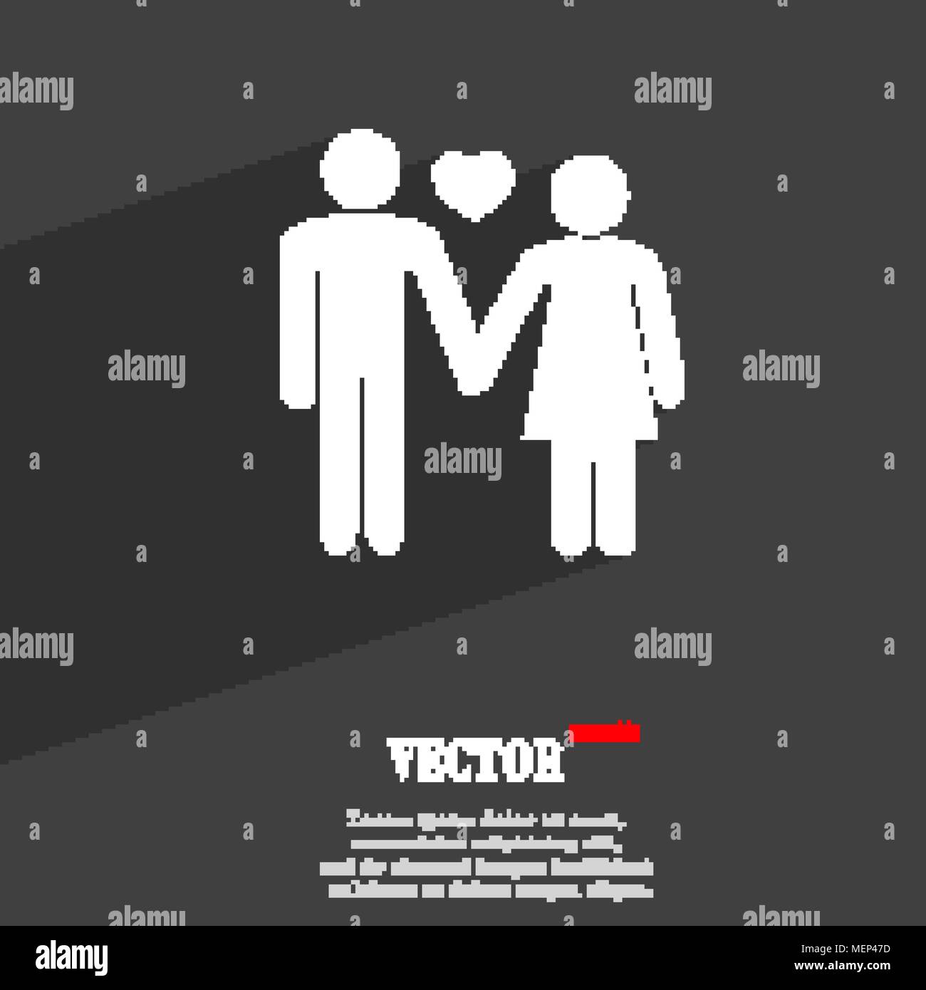 couple in love symbol Flat modern web design with long shadow and space ...