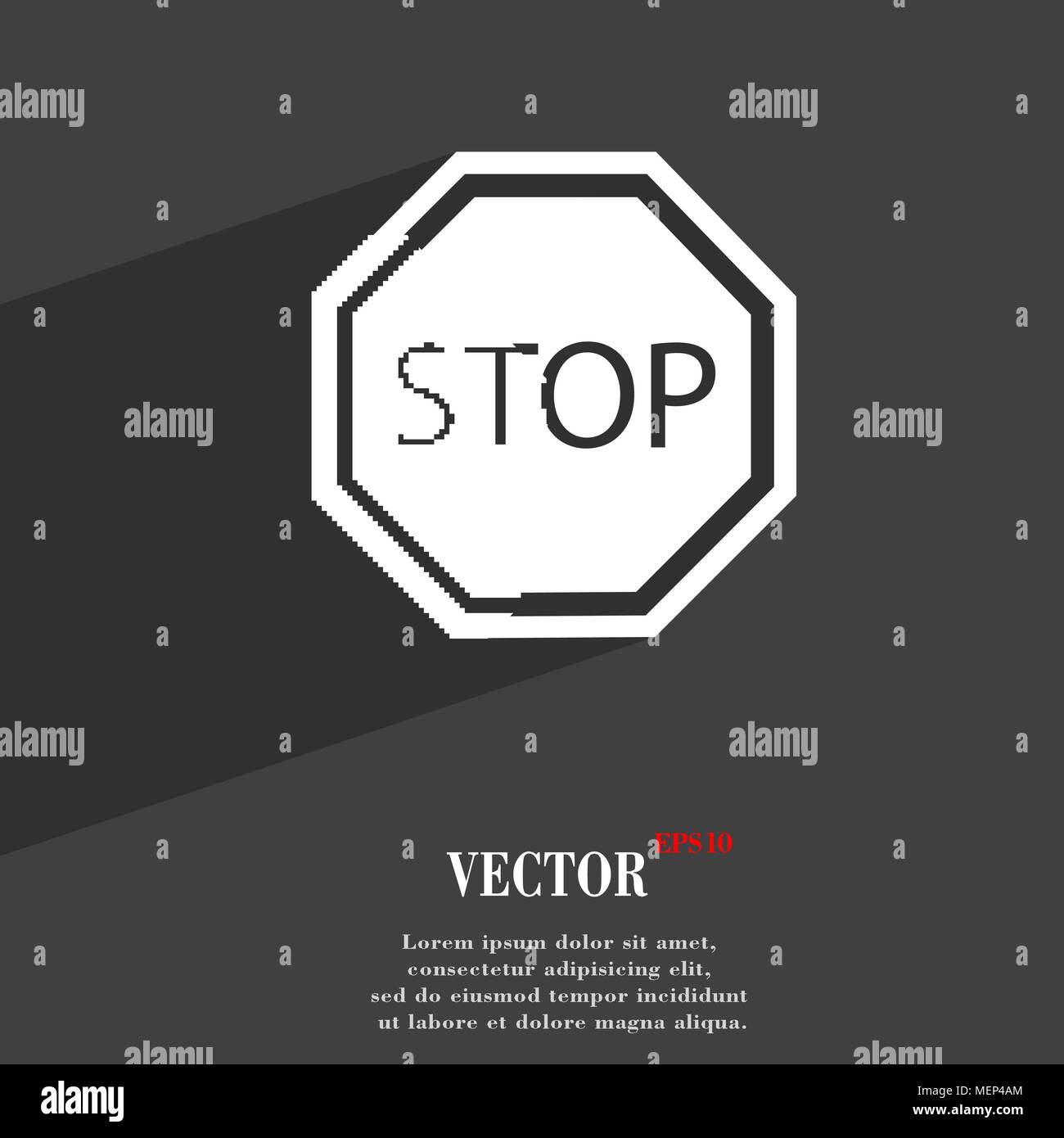 Stop symbol Flat modern web design with long shadow and space for your ...