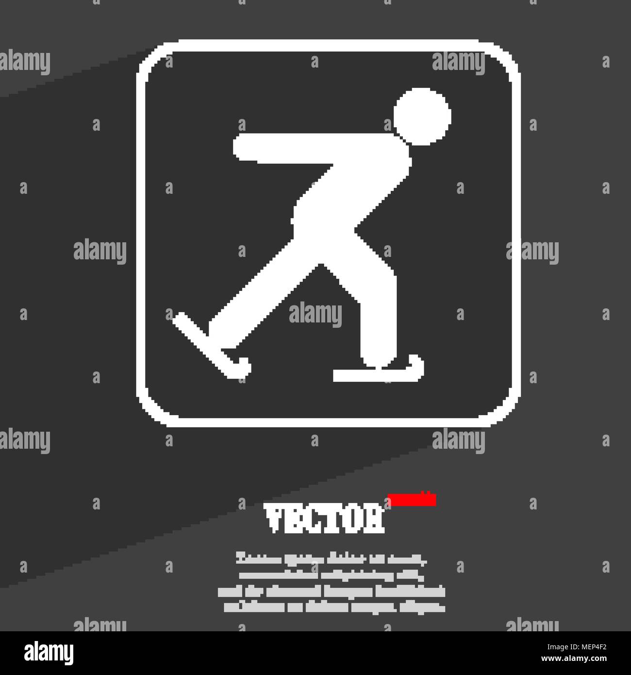 Ice skating symbol Flat modern web design with long shadow and space ...