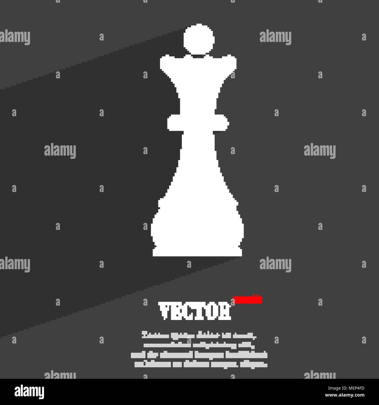 Chess Queen symbol Flat modern web design with long shadow and space ...