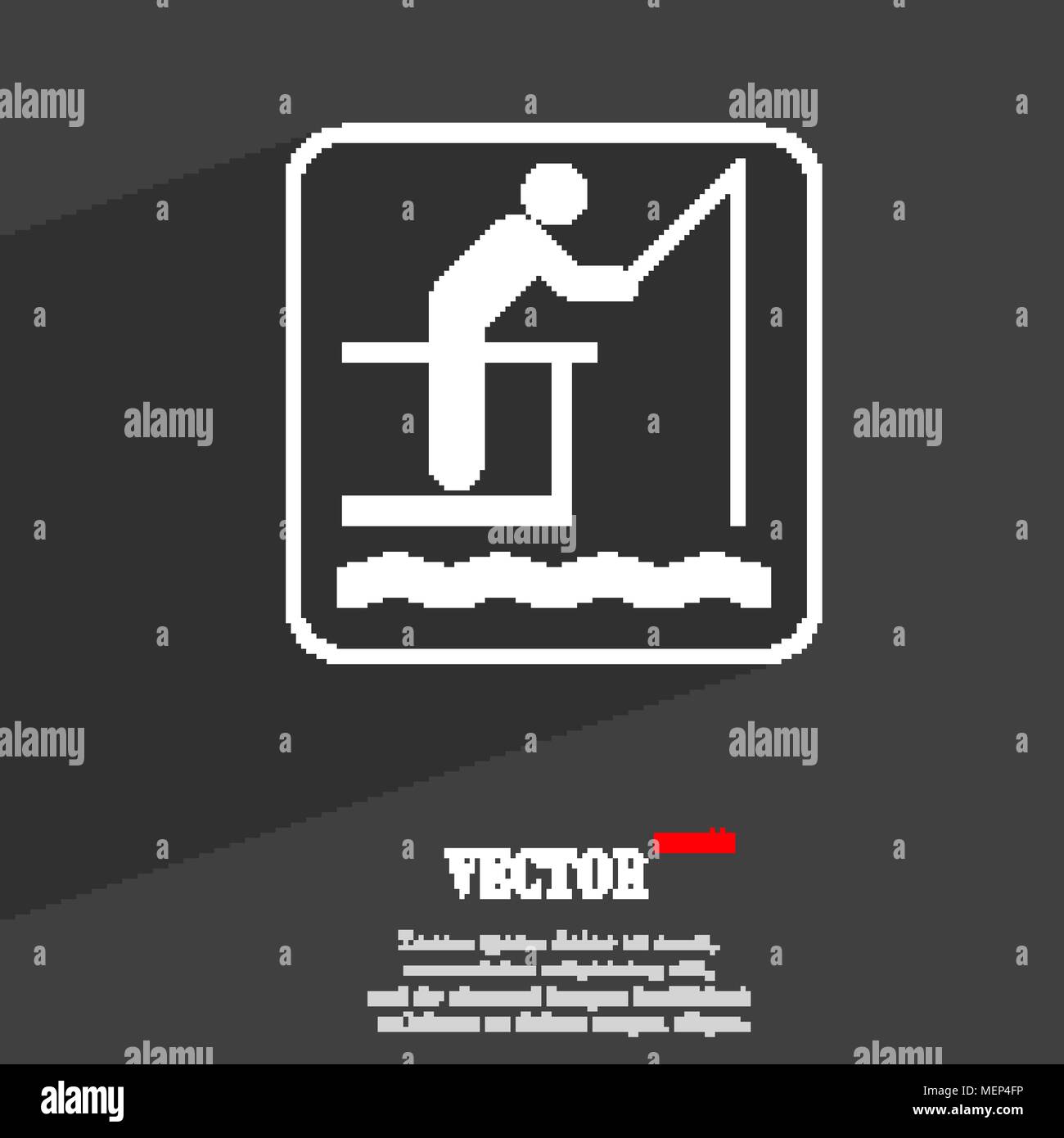 fishing symbol Flat modern web design with long shadow and space for ...