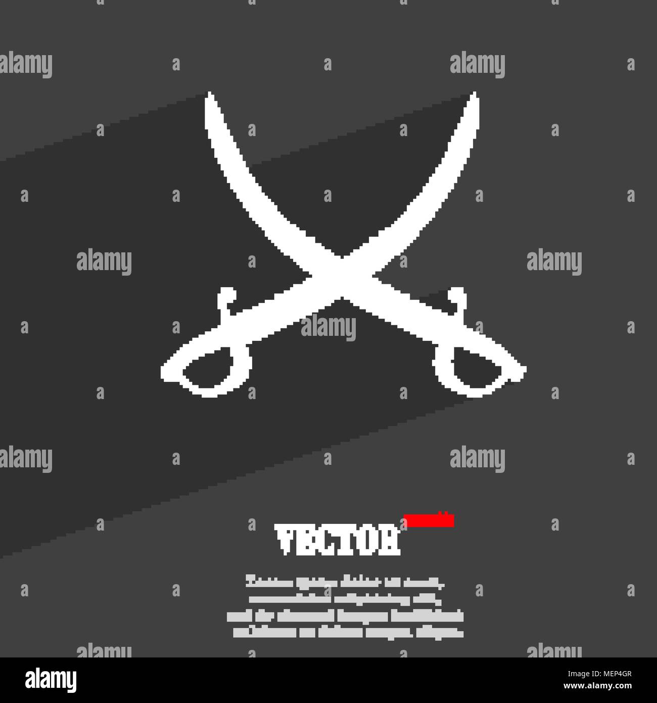 Crossed saber symbol Flat modern web design with long shadow and space ...