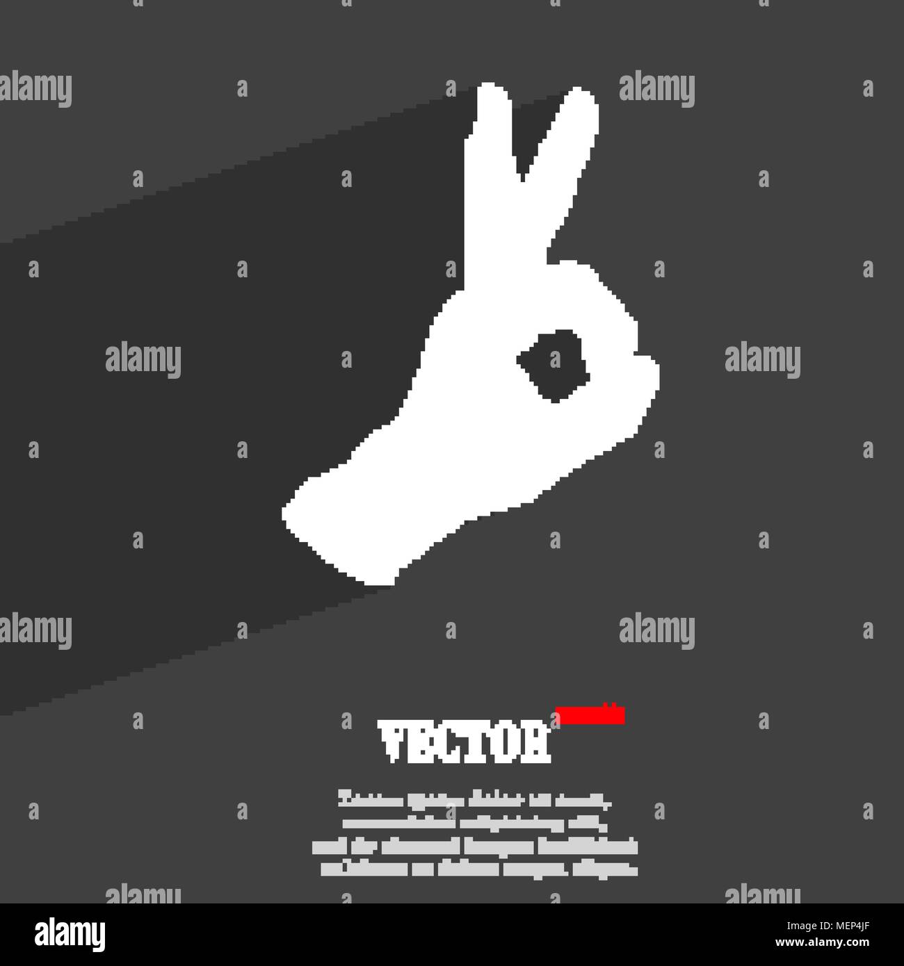 Gesture ok symbol Flat modern web design with long shadow and space for ...