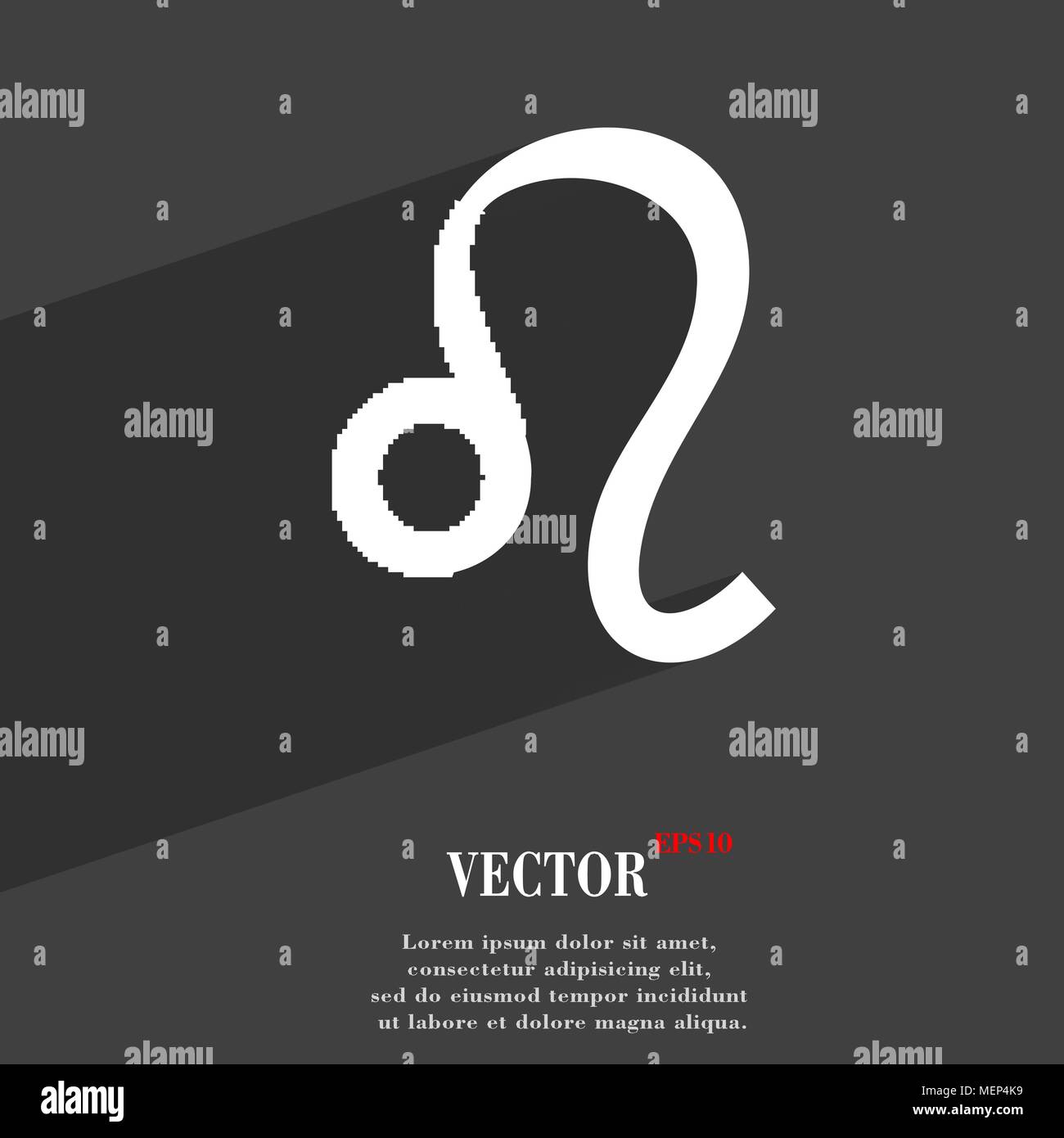 Leo zodiac symbol Flat modern web design with long shadow and space for ...